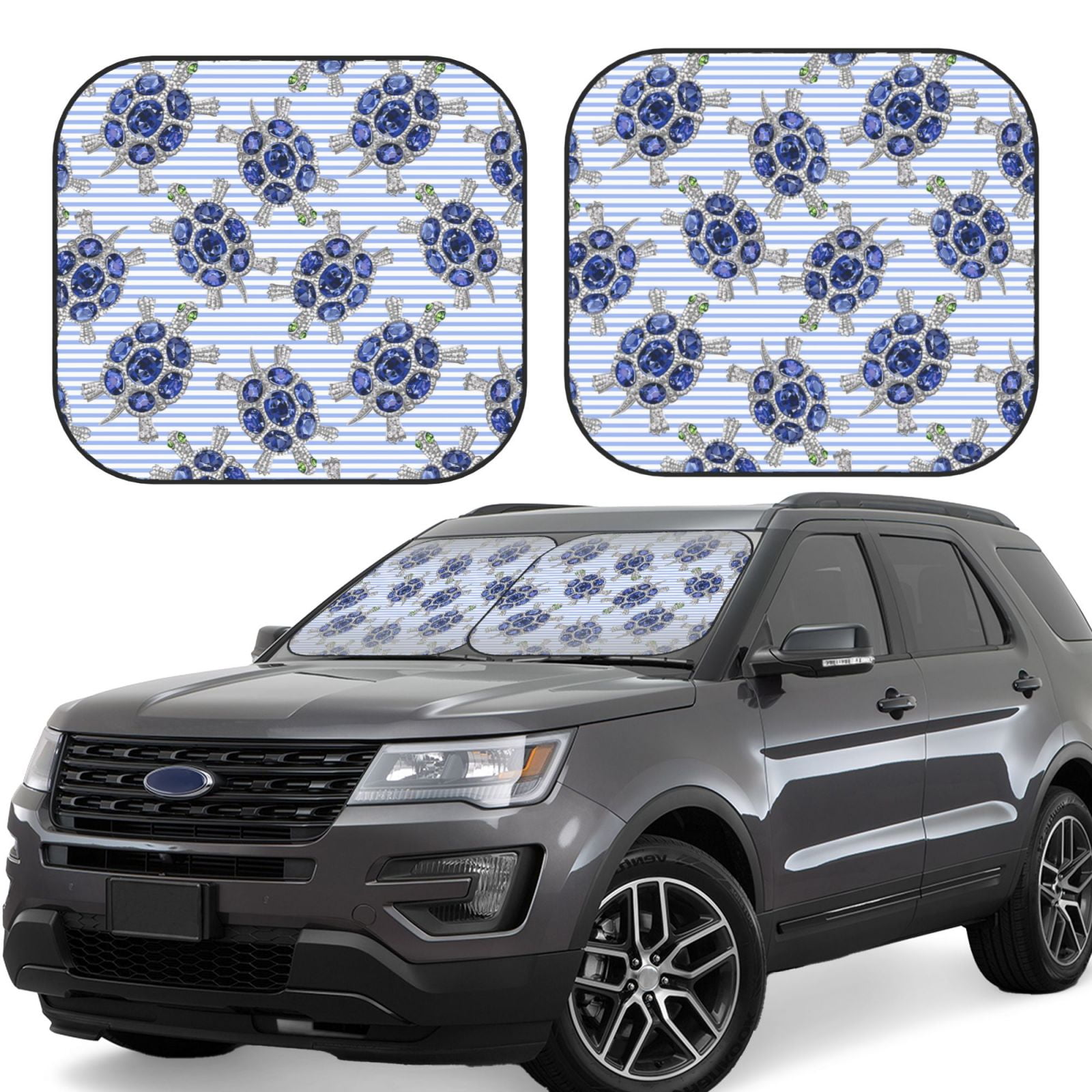 Windshield Sun Shade, Turtle With Blue Stones Foldable Car Sun Shade ...