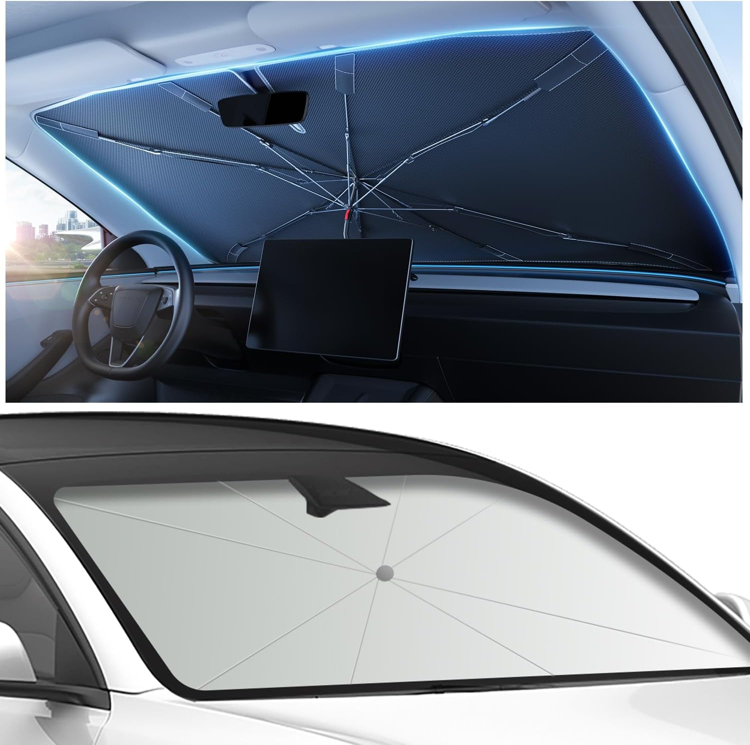 Windshield Sun Shade Umbrella for Car - [Military-Grade Durability ...