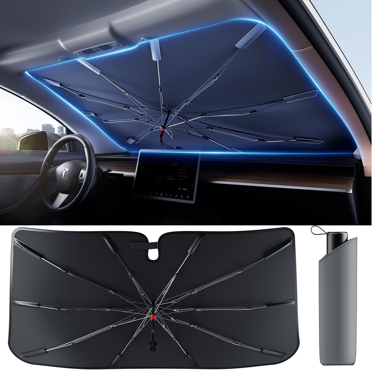 Windshield Sun Shade Umbrella for Car, [Newest Nano Aerogel Insulation ...