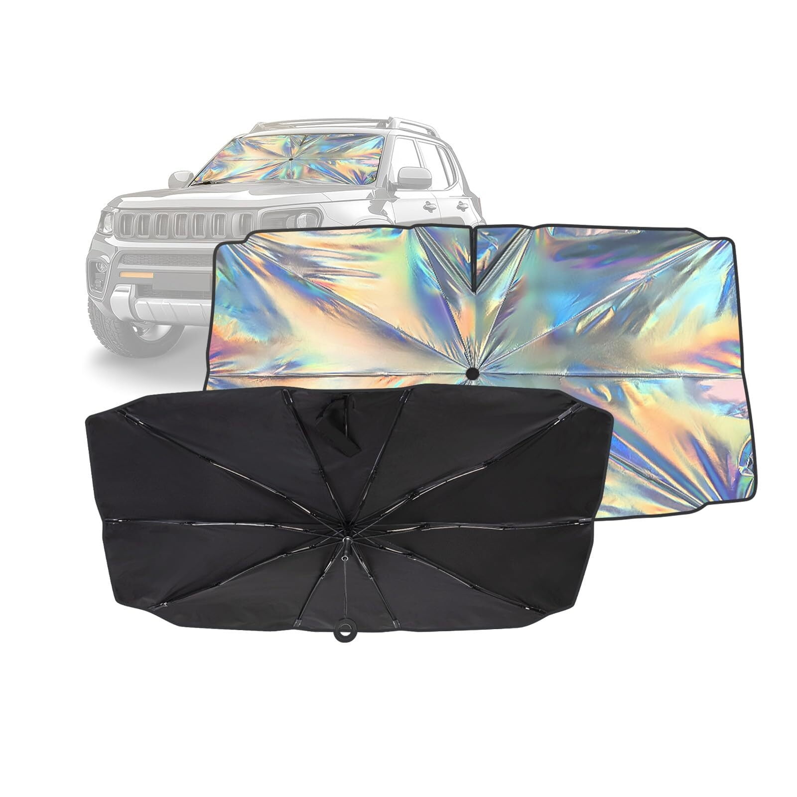 Windshield Sun Shade Umbrella, Foldable Car Sunshade with UV Blocking ...