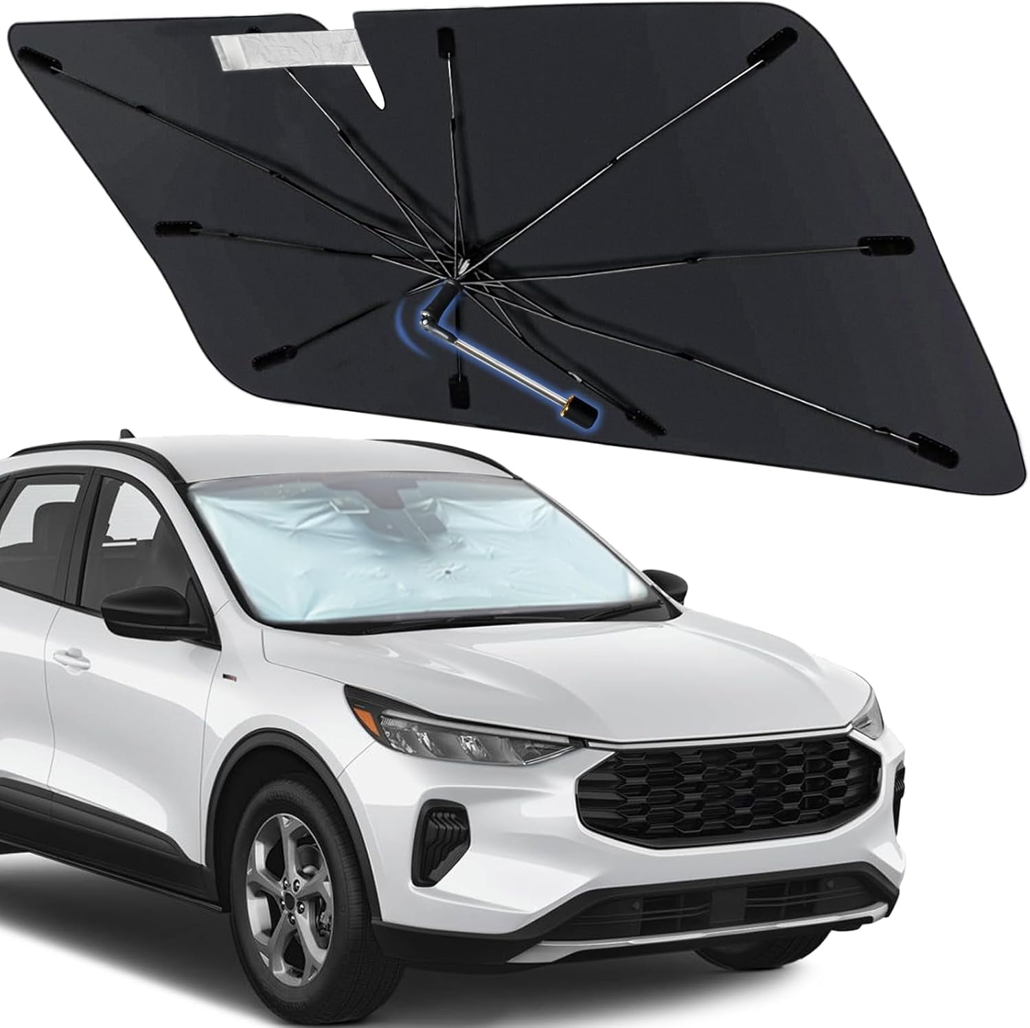 Windshield Sun Shade Umbrella for Ford Escape 2012-2025, Foldable Car Sunshade for Front Windows ...