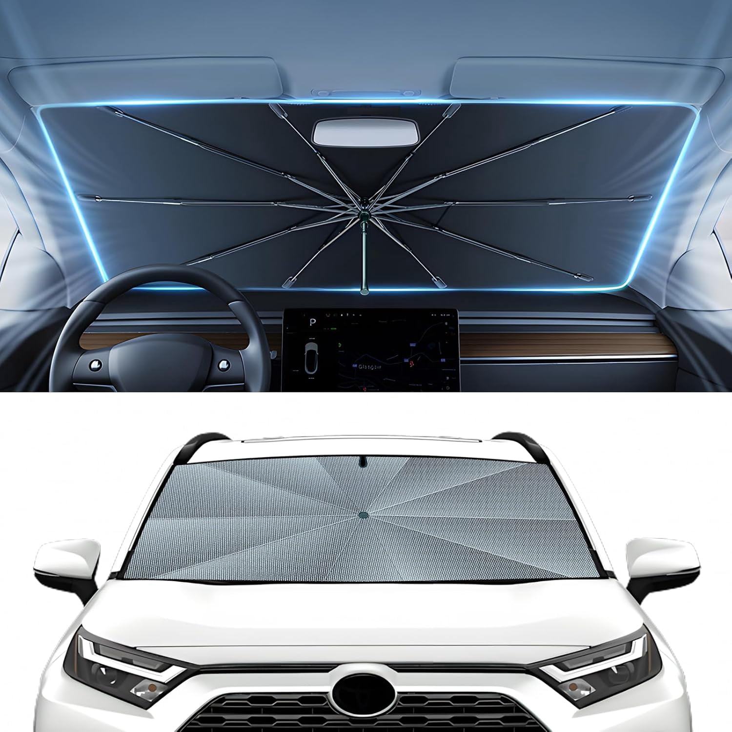 Windshield Sun Shade Umbrella for 2019-2025 Toyota RAV4 Accessories ...