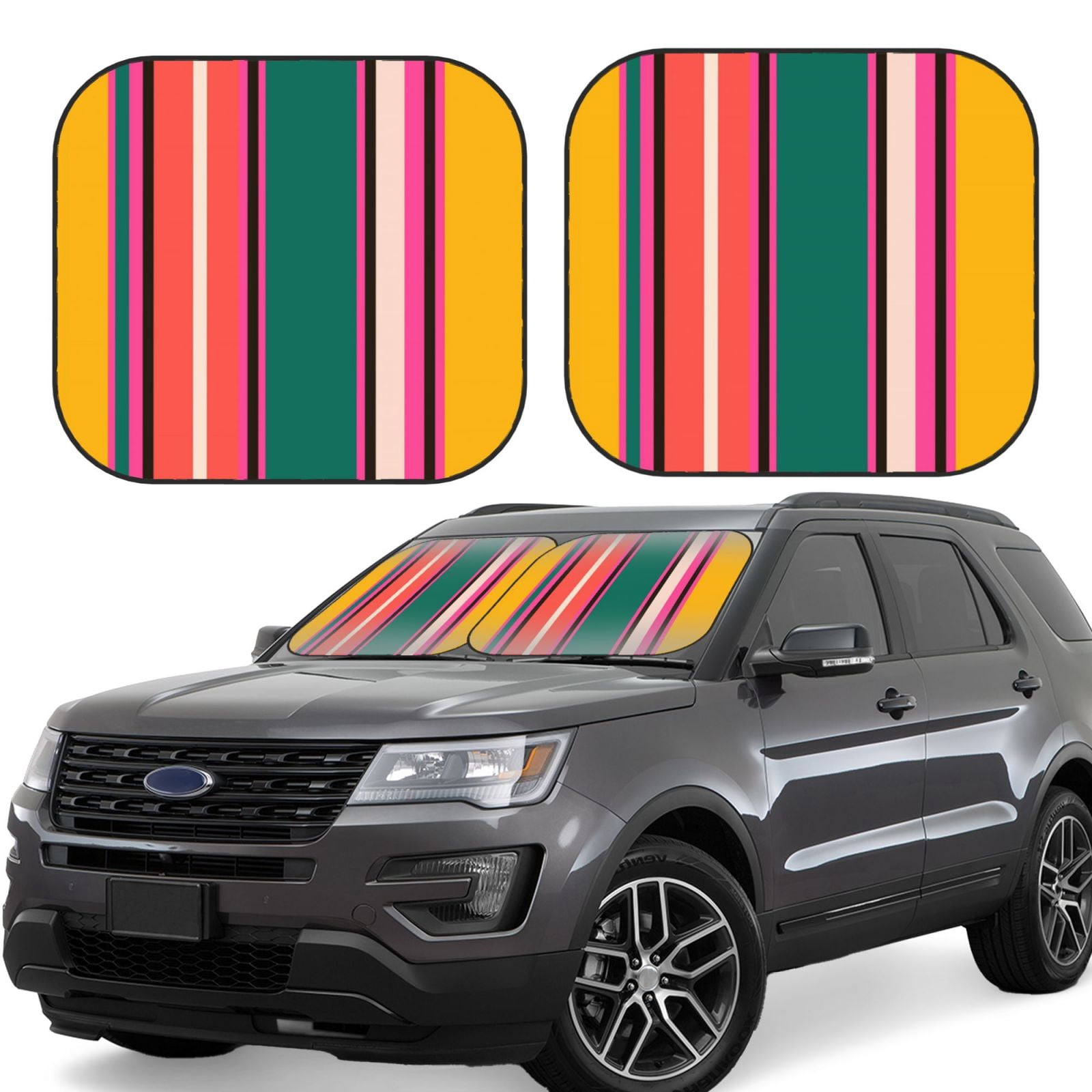 Windshield Sun Shade, Vertical Stripes Foldable Car Sun Shade ...