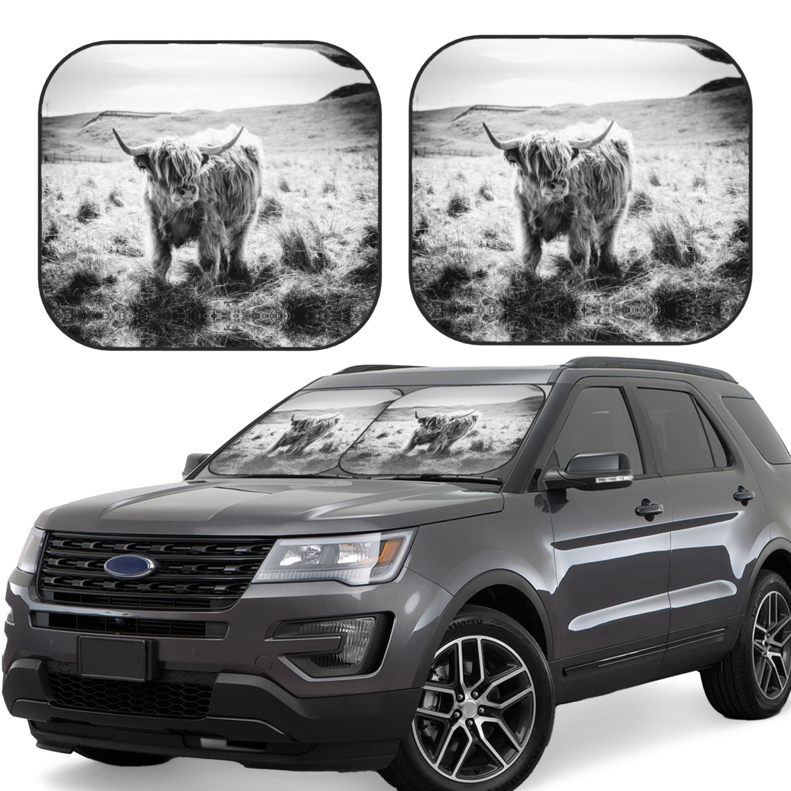 Windshield Sun Shade Yak (10) 2 Pieces Car Front Sun Shade Windshield ...