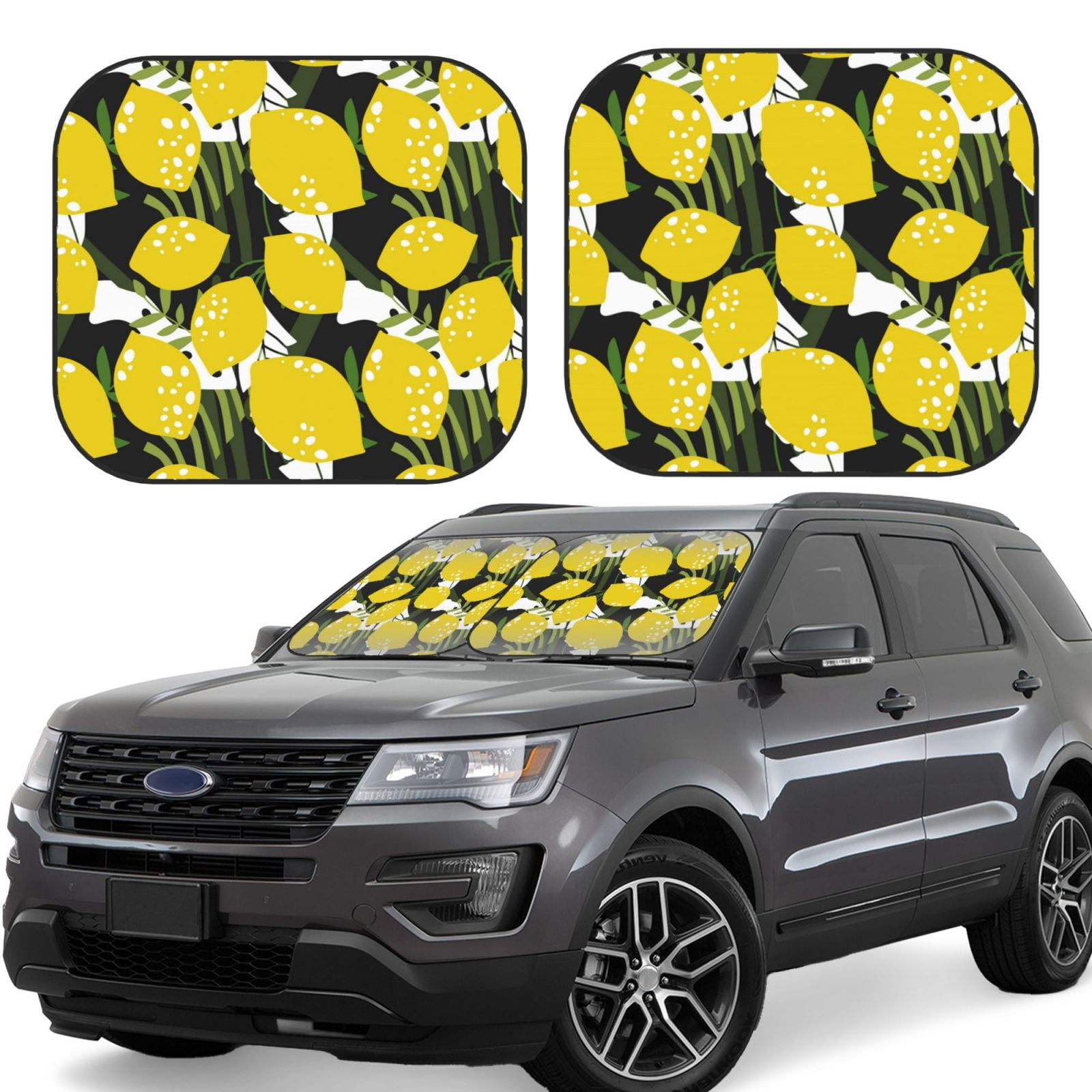 Windshield Sun Shade, Yellow Lemon Tree 2-Piece Foldablecar Sunshade ...