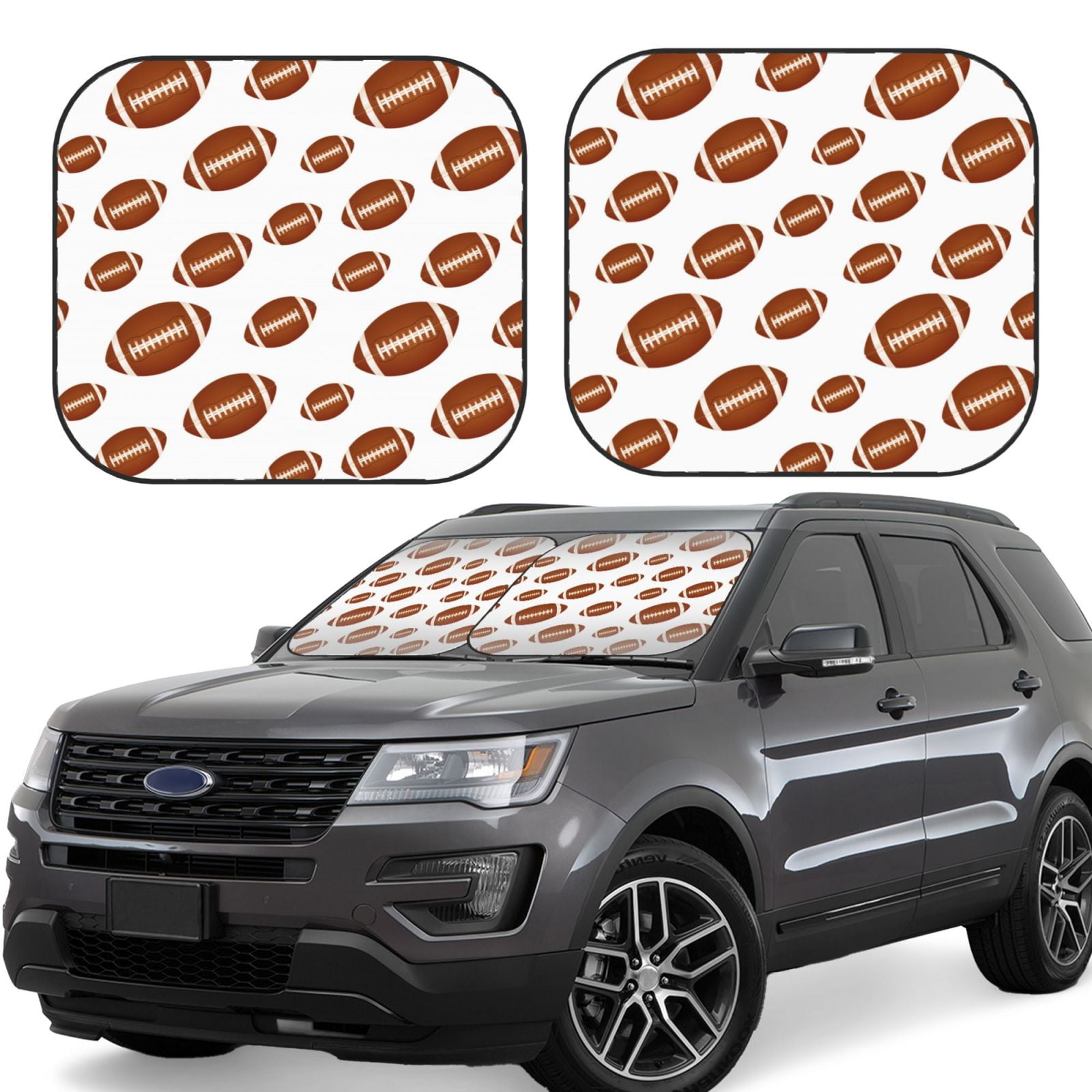 Windshield Sun Shade bright brown American football 2 Pieces Car Front ...