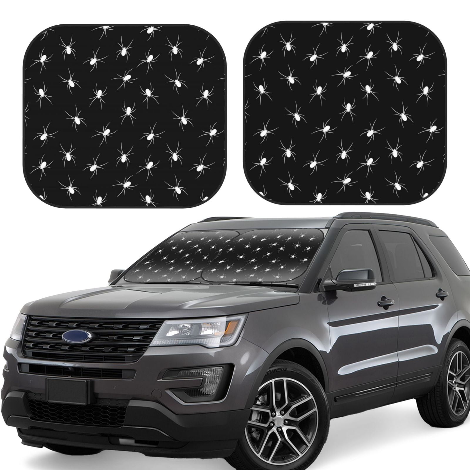 Windshield Sun Shade, cool white spiders black Foldable Car Sun Shade ...