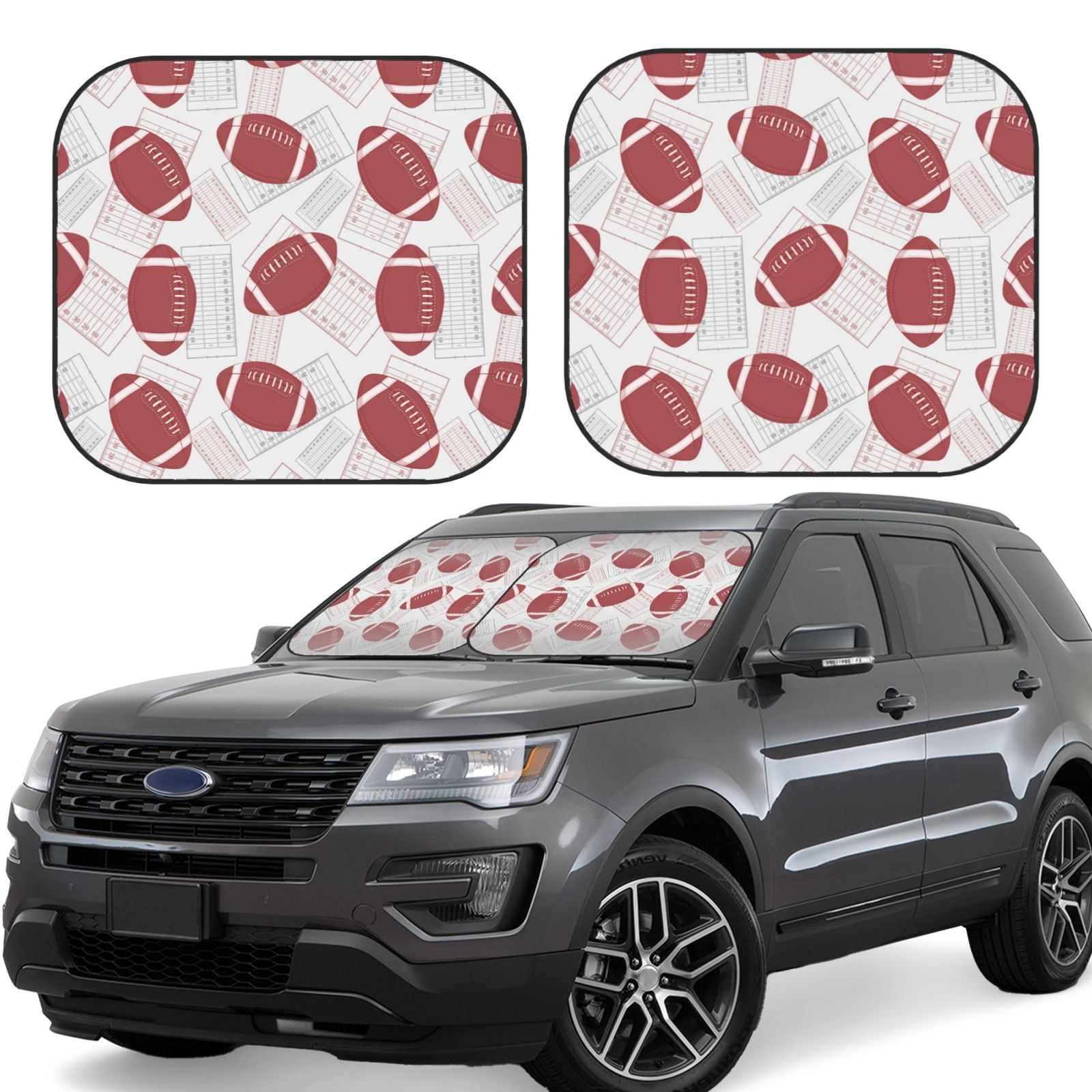 Windshield Sun Shade cute American football field vintage 2 Pieces Car ...