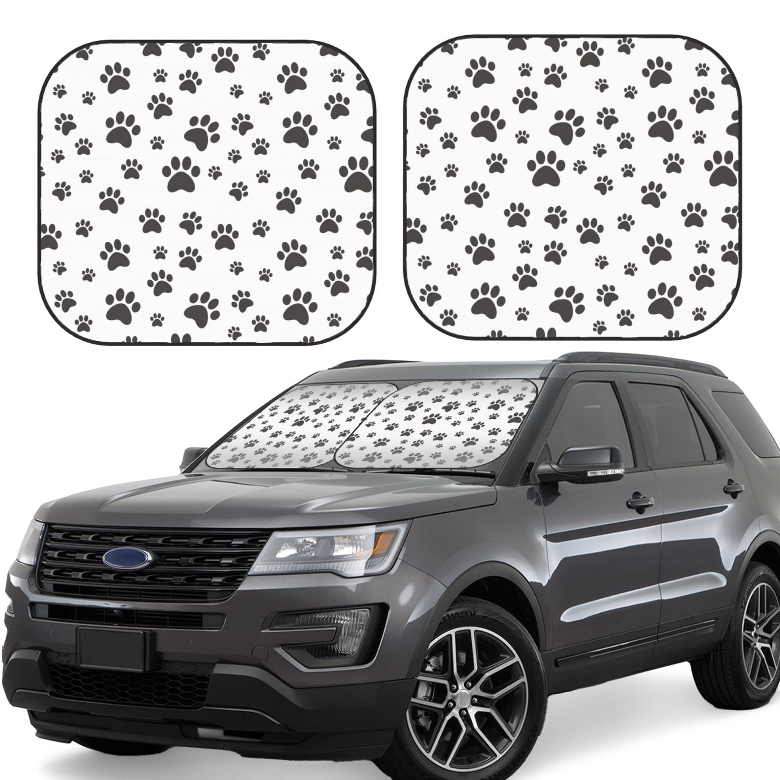 Windshield Sun Shade, cute Dog paw black white Foldable Car Sun Shade ...