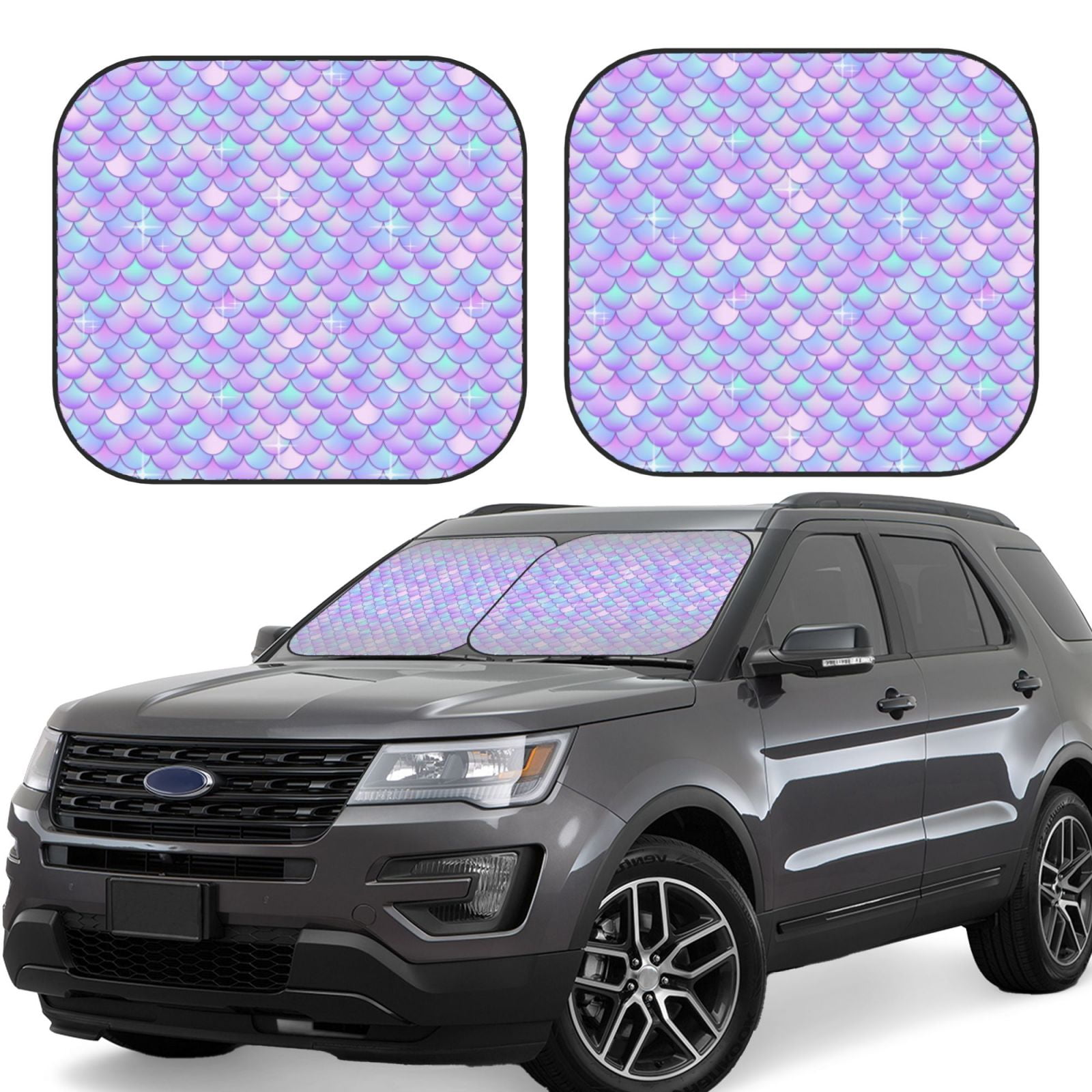 Windshield Sun Shade fish dragon iridescent scale 2 Pieces Car Front ...