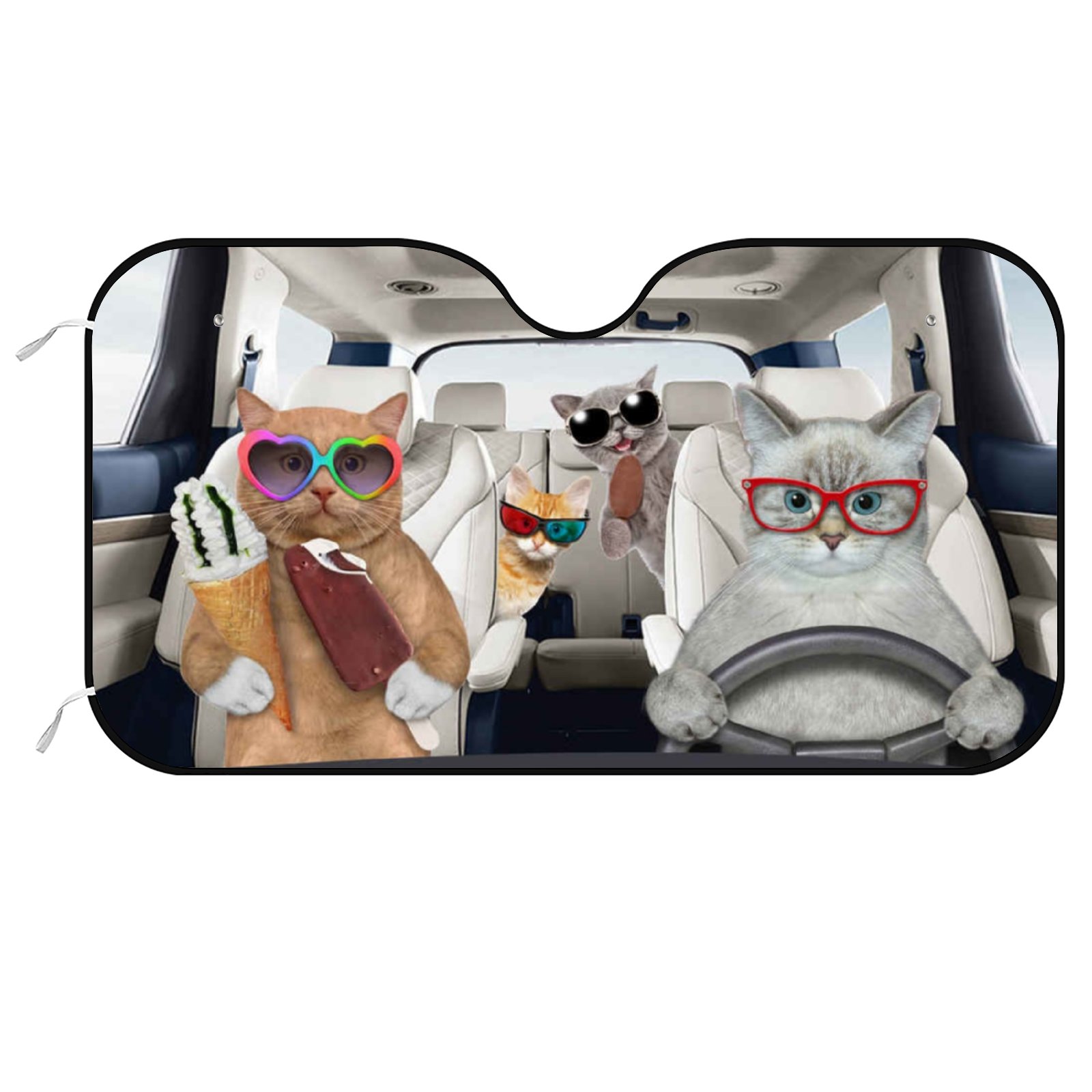 Windshield Sun Shade for Car SUV Truck 55x30 inches, Animal Drive Car ...