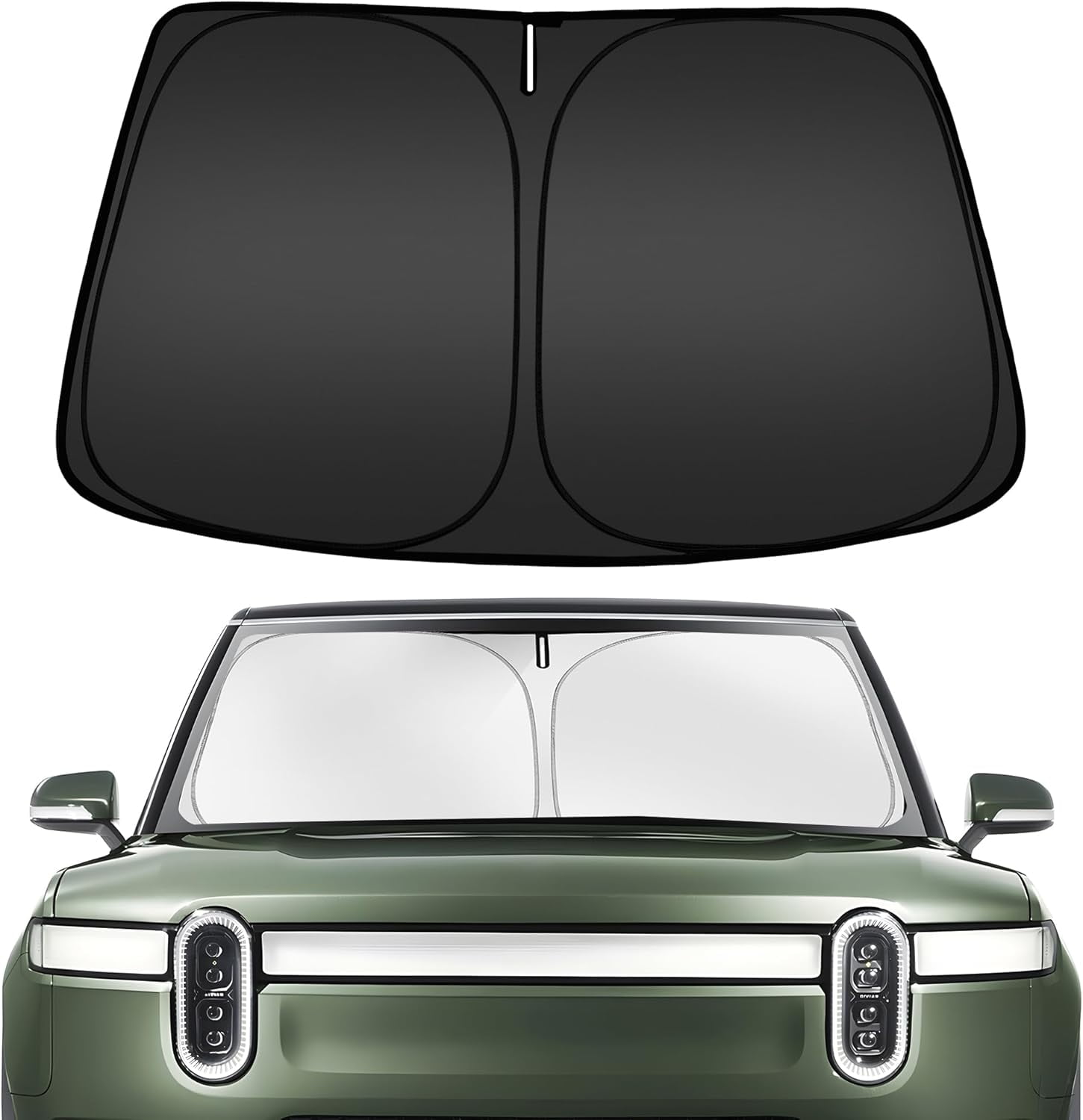 Windshield Sun Shade for Rivian R1S 2022-2025 2026, Custom Fit Foldable ...