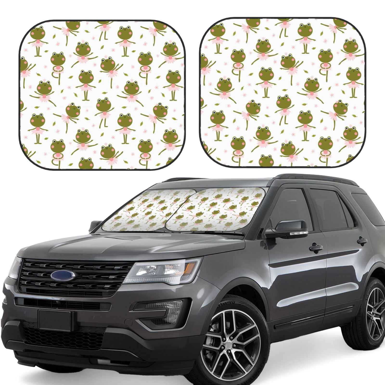 Windshield Sun Shade frog dancing ballet funny 2 Pieces Car Front Sun ...
