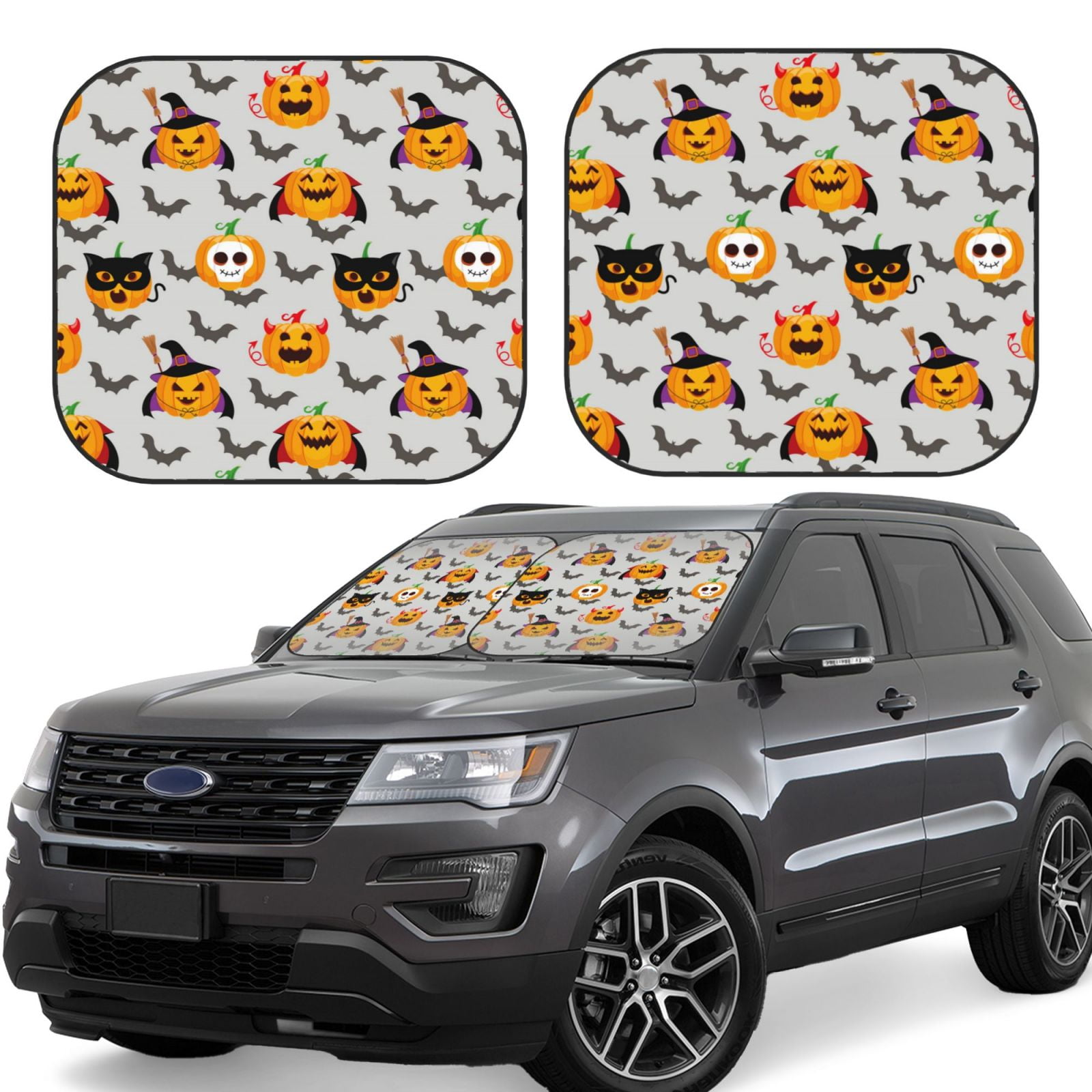 Windshield Sun Shade, pumpkins halloween bats Foldable Car Sun Shade ...