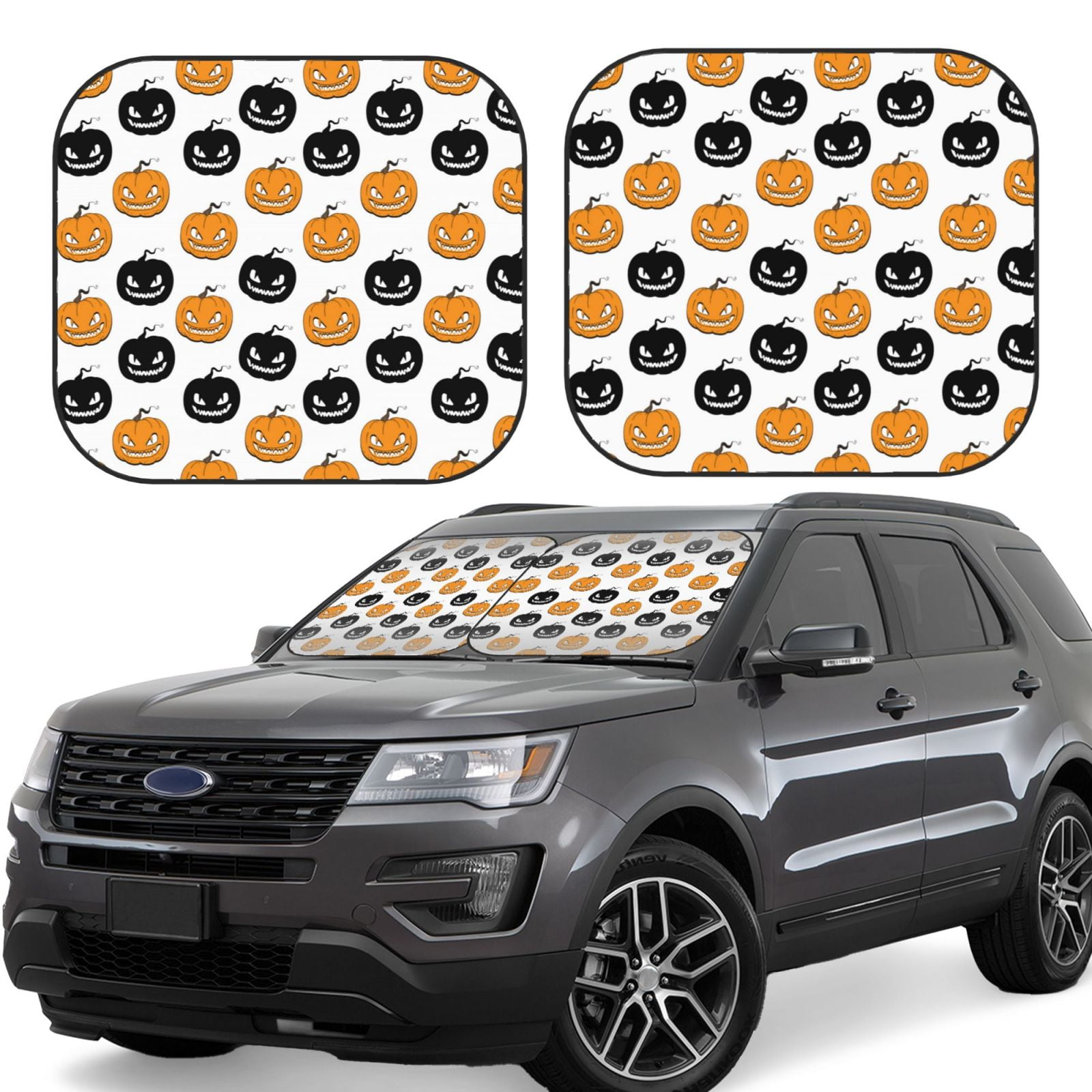 Windshield Sun Shade pumpkins halloween elements 2 Pieces Car Front Sun ...
