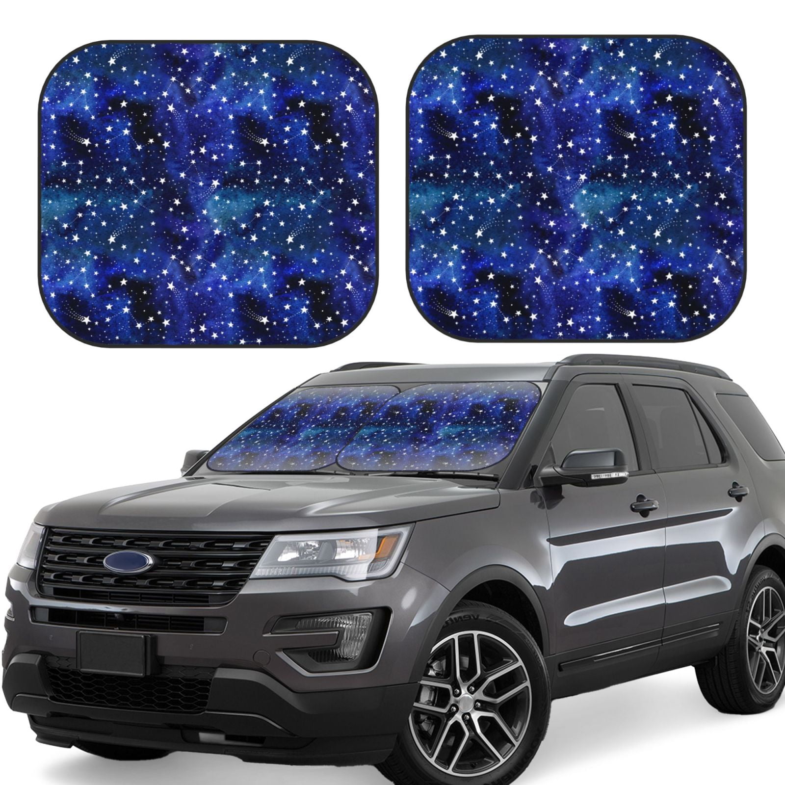 Windshield Sun Shade stars blue Glitter starry 2 Pieces Car Front Sun ...