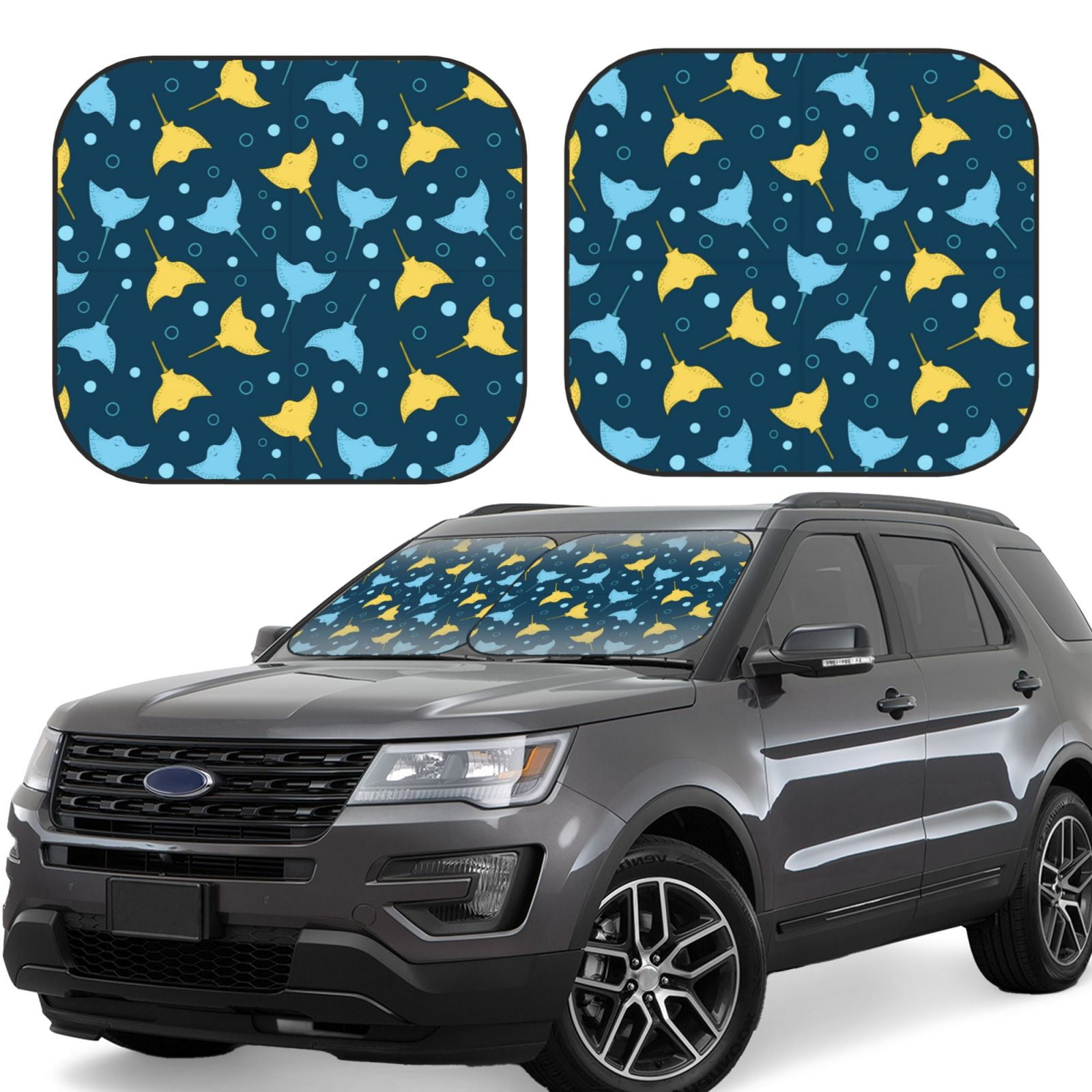 Windshield Sun Shade stingray cute navyblue dots 2 Pieces Car Front Sun ...