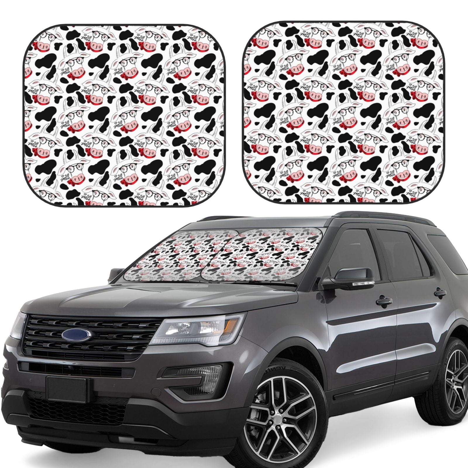 Windshield Sun Shade white cow glasses moo funny 2 Pieces Car Front Sun ...
