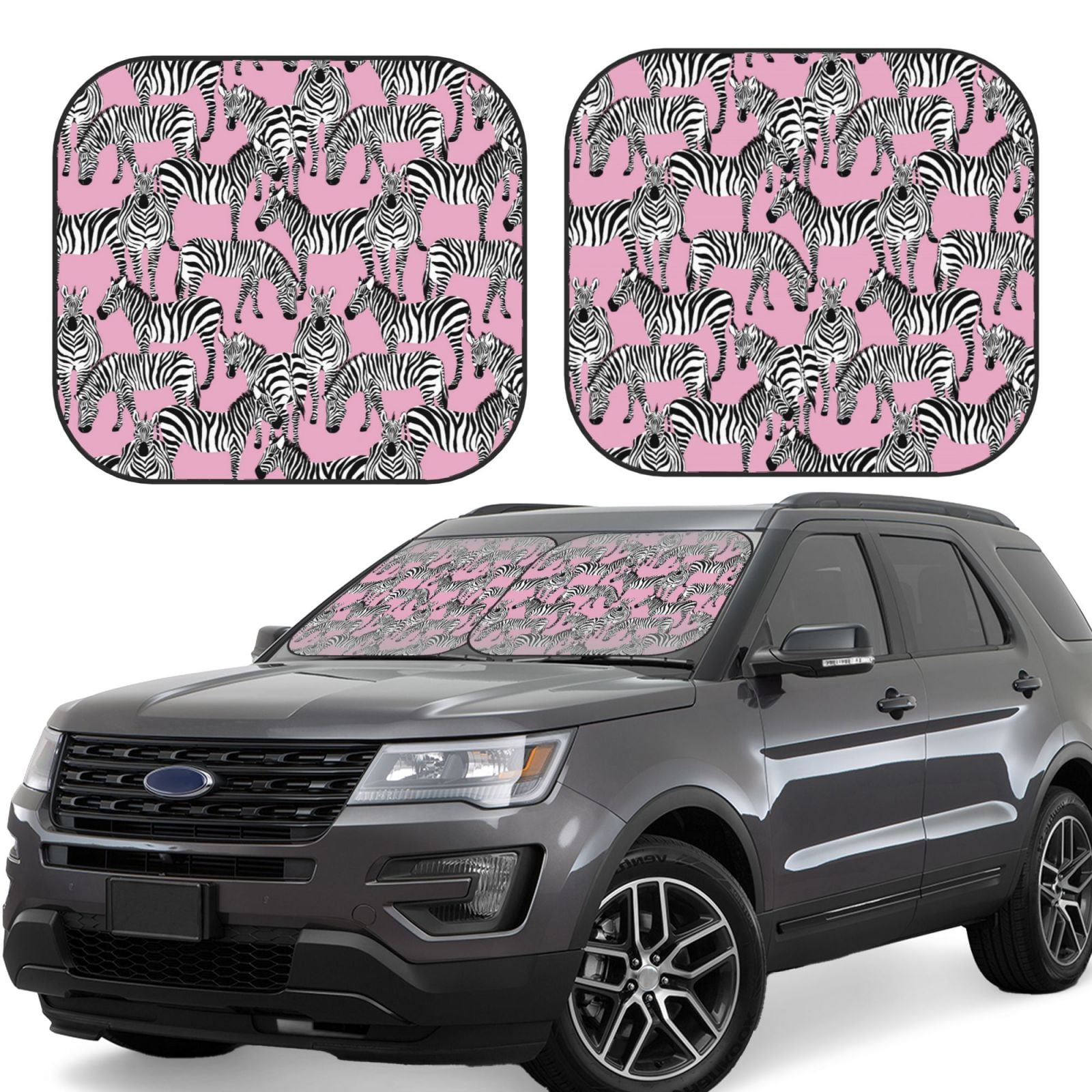 Windshield Sun Shade zebra purple cute 2 Pieces Car Front Sun Shade ...