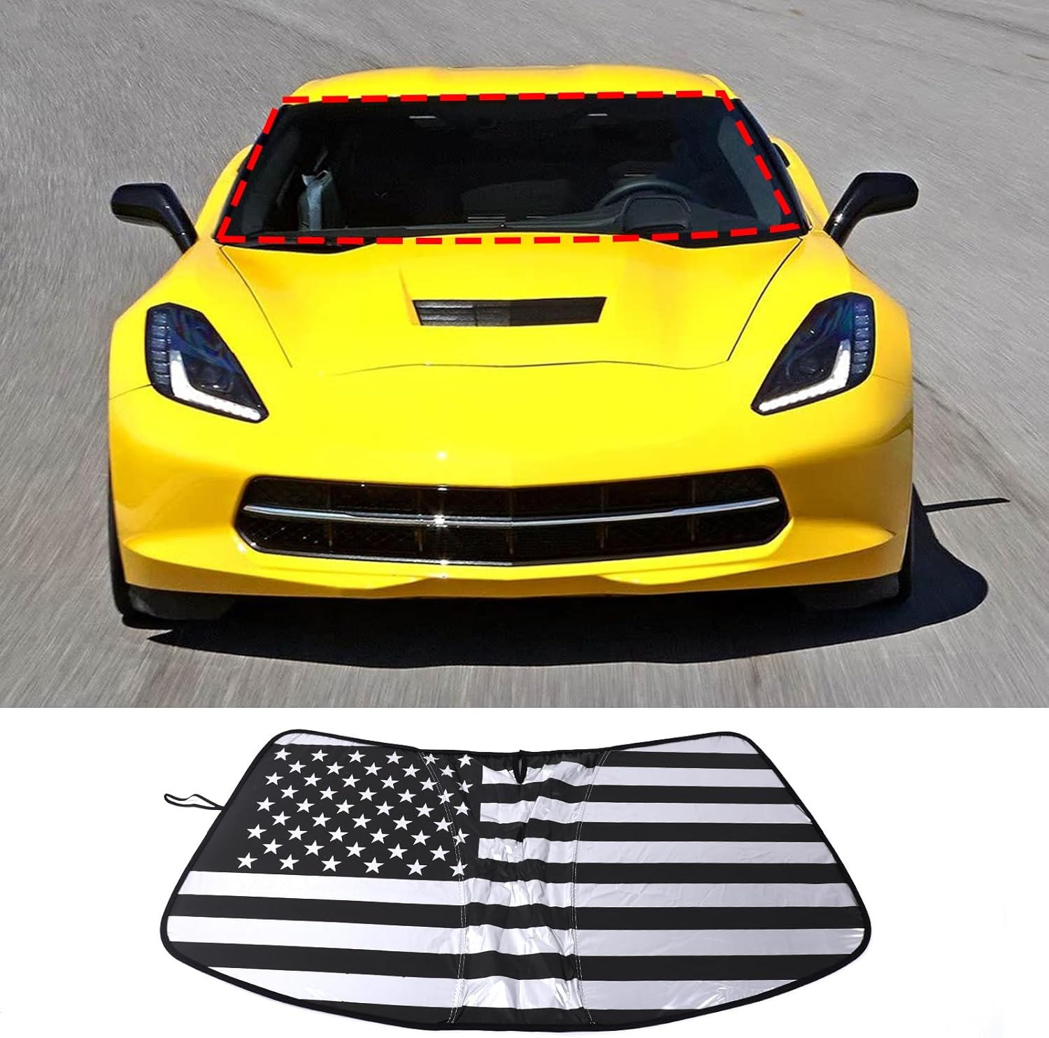 Windshield Sunshade for Chevrolet Corvette C7 2014-2019, Front Window ...