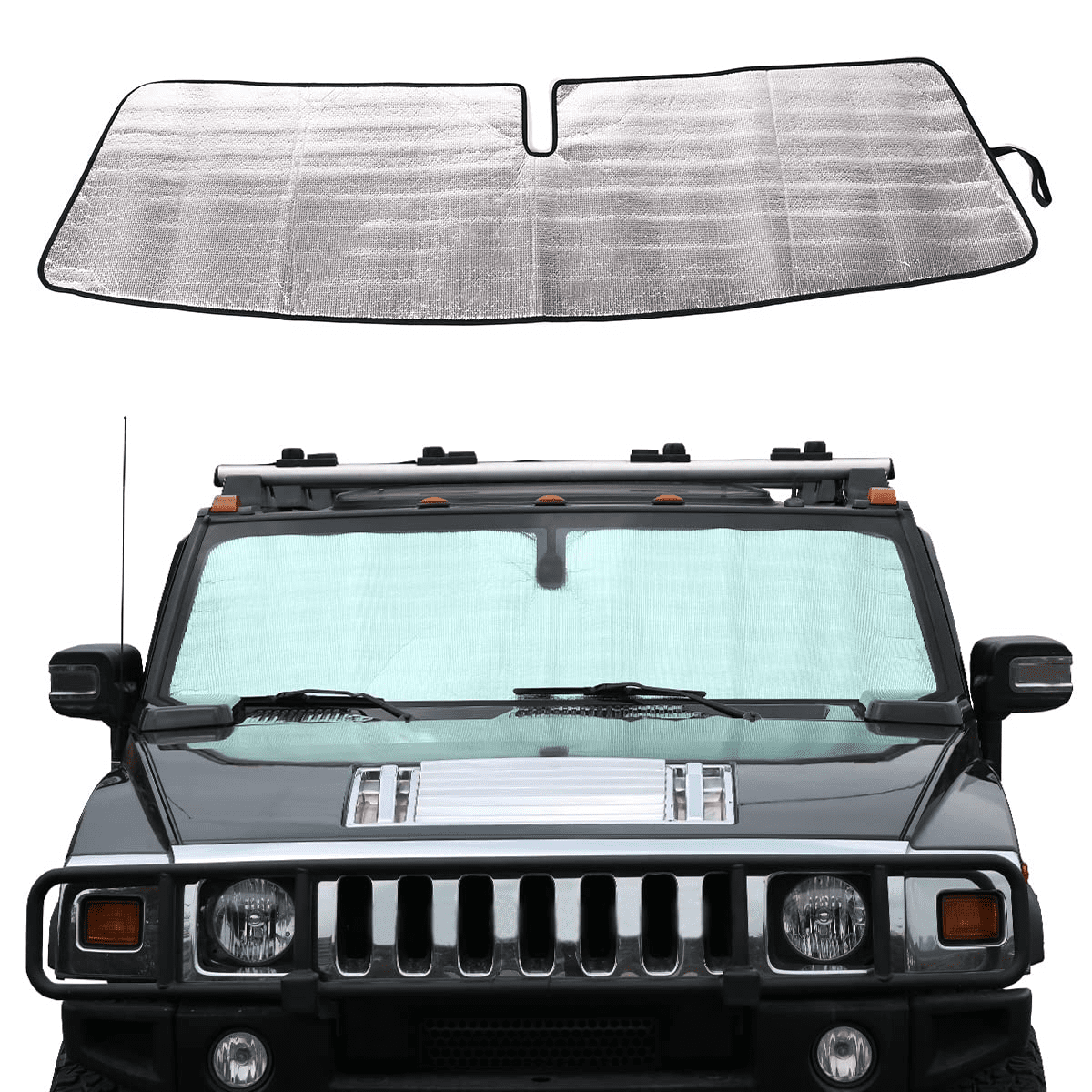 Windshield Sunshade Fit for Hummer H2 2003-2007 / H3 2005-2009, Folding ...