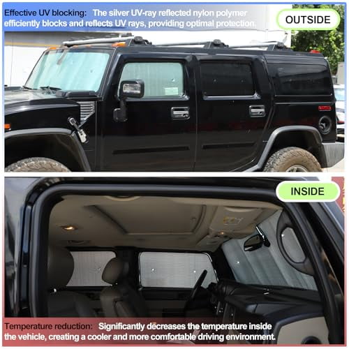Windshield Sunshade Kit for Hummer H2 2003-2009 Accessories Front Rear ...