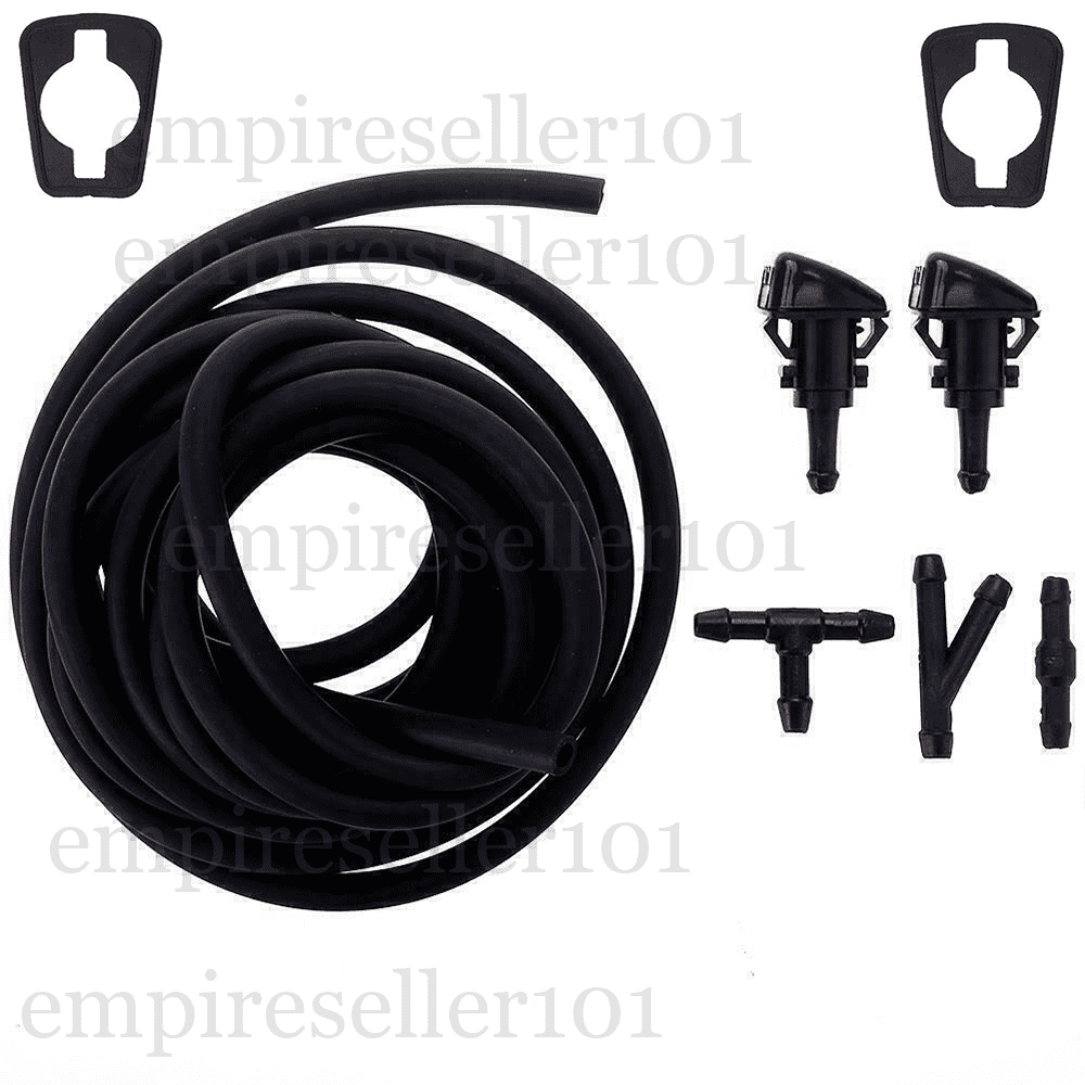 Windshield Washer Squirter Water Pump And Nozzles Kit Spray Fluid Hose