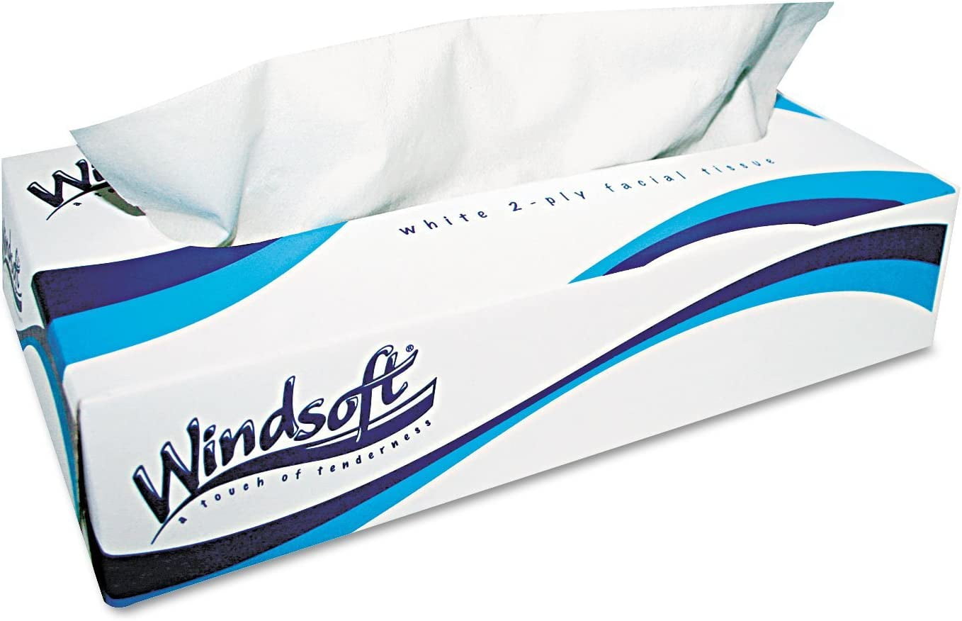 Windsoft 2360 Facial Tissue in Pop-Up Box, 100/Box, 30 Boxes/Carton ...