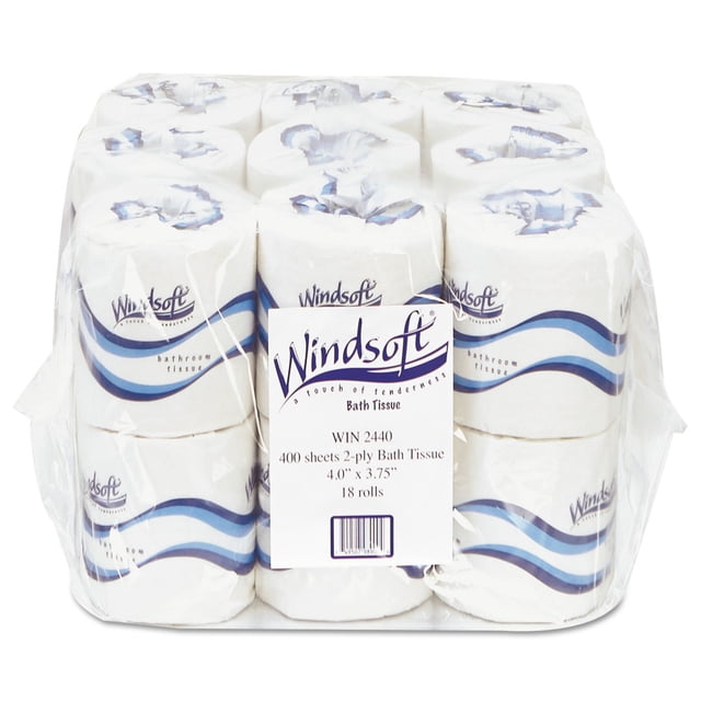 Windsoft Toilet Paper, Septic Safe, 2-Ply, White, 4 x 3.75, 400 Sheets ...