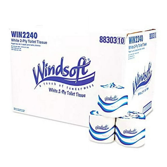 Windsoft WIN2240B 2-Ply Septic Safe Individually Wrapped Rolls Bath Tissue - White (96 Rolls ...