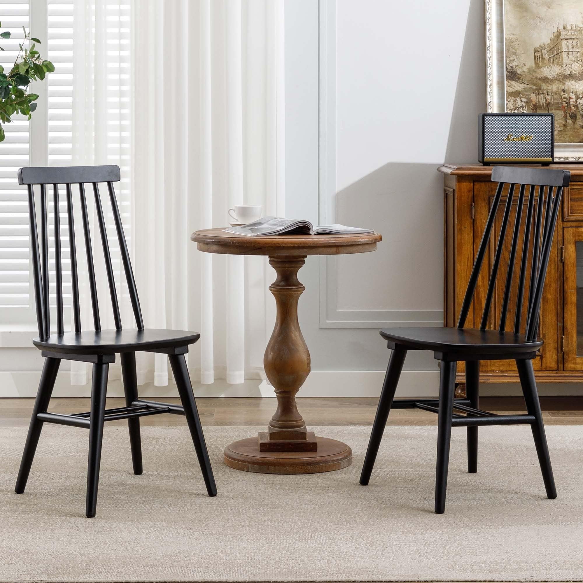 Windsor 17"Wide Spindle Dining Chairs Set of 4 - Black - Walmart.com