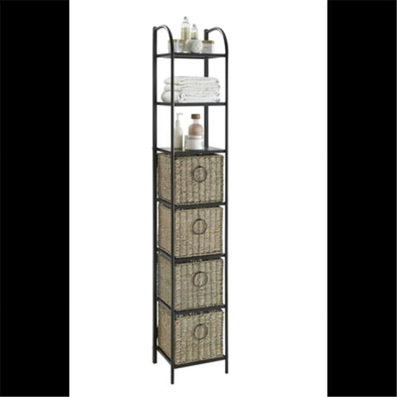 Windsor Bookcase with Baskets, Black Metal - Slate & Weave - Walmart.com