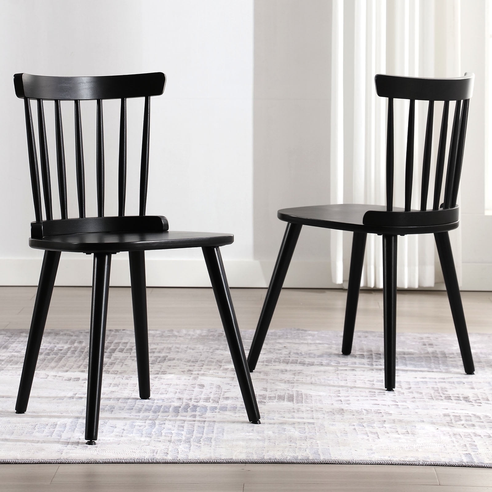 Wooden Spindle Chair Black Canmore Set Of Premium Solid Wood Spindle
