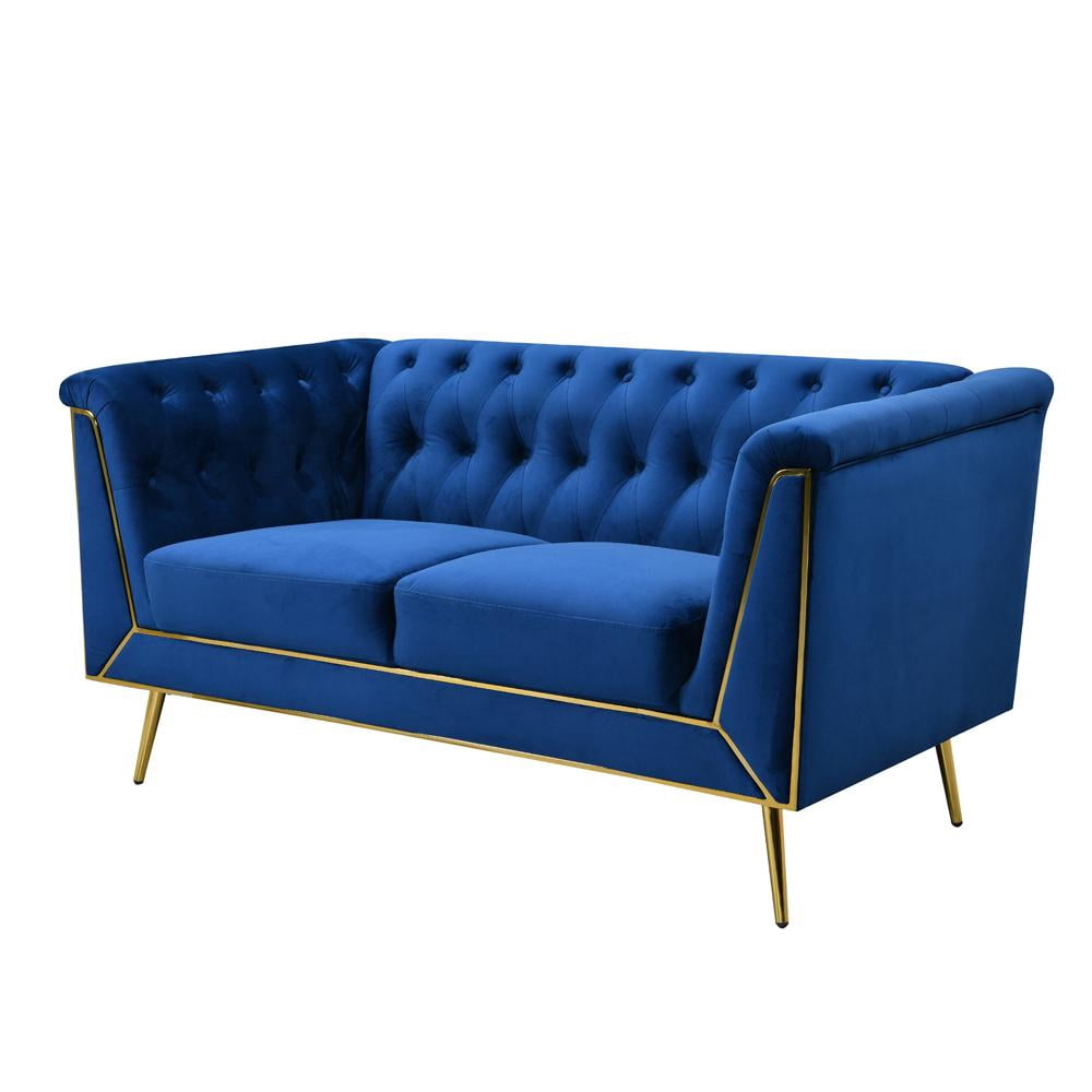 Windsor Flared Arm Velvet Loveseat in Blue - Walmart.com