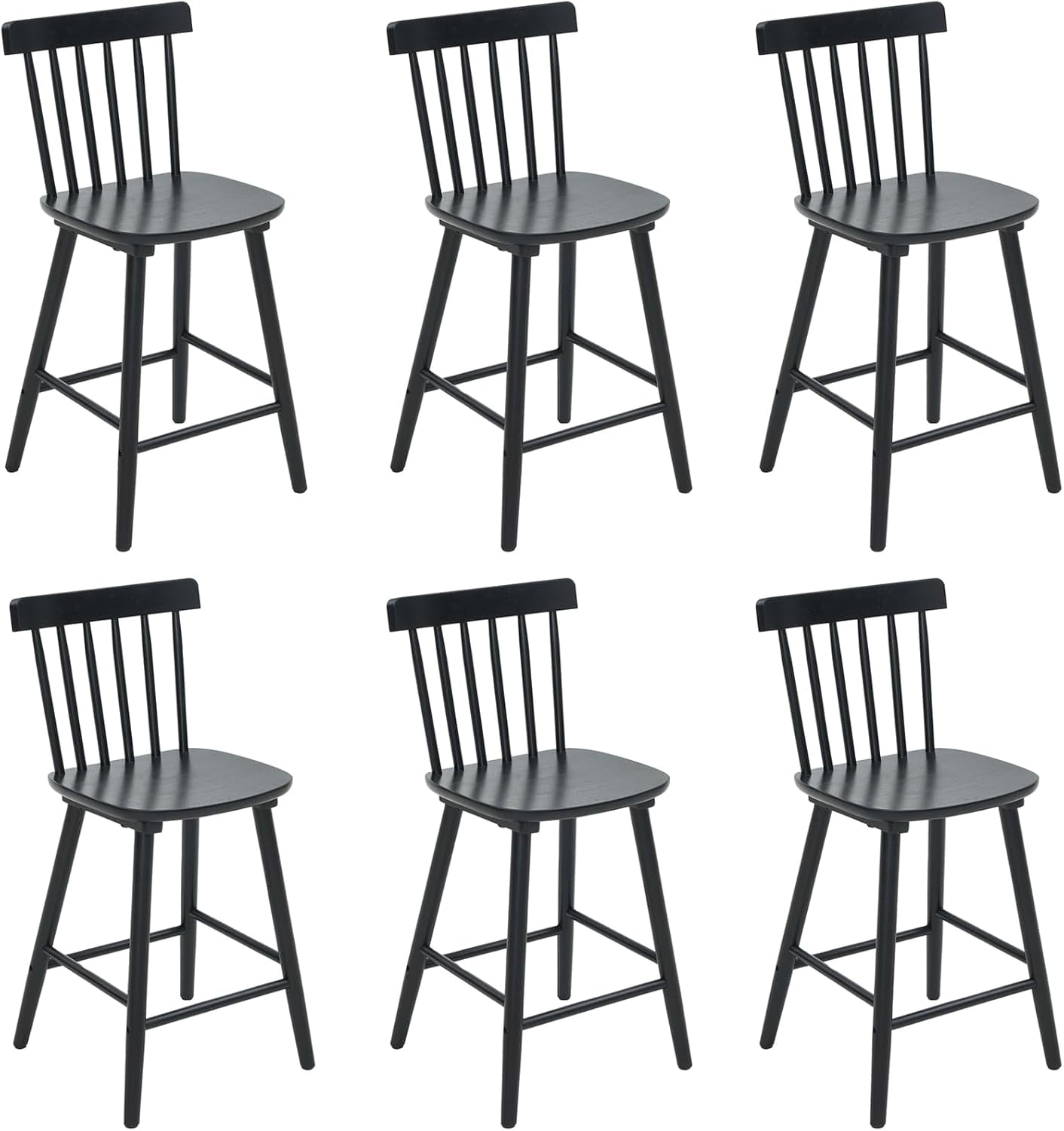 Windsor Wooden Bar Stools for Kitchen Island, Farmhouse 24 Inch Counter ...