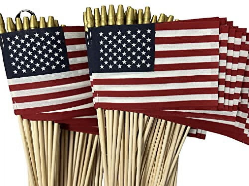 Windstrong Lot of -100-4x6 Inch US American Hand Held Stick Flags With ...