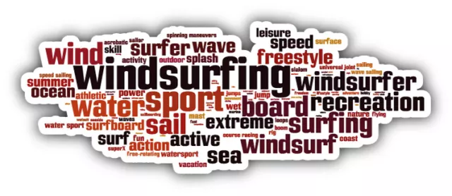 Windsurfing Sport Word Cloud Car Sticker Phone Decal Water Bottle ...