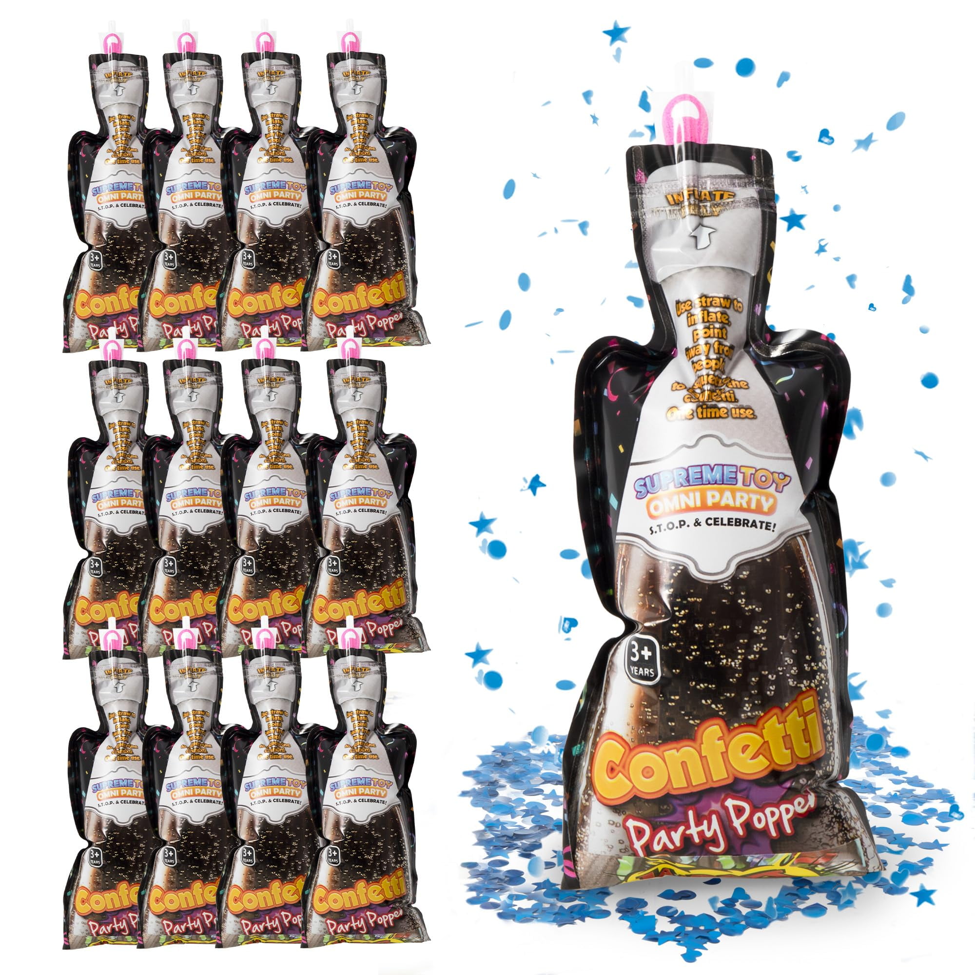 Windy City Novelties 12 Pack Inflatable Gender Reveal Handheld Confetti ...