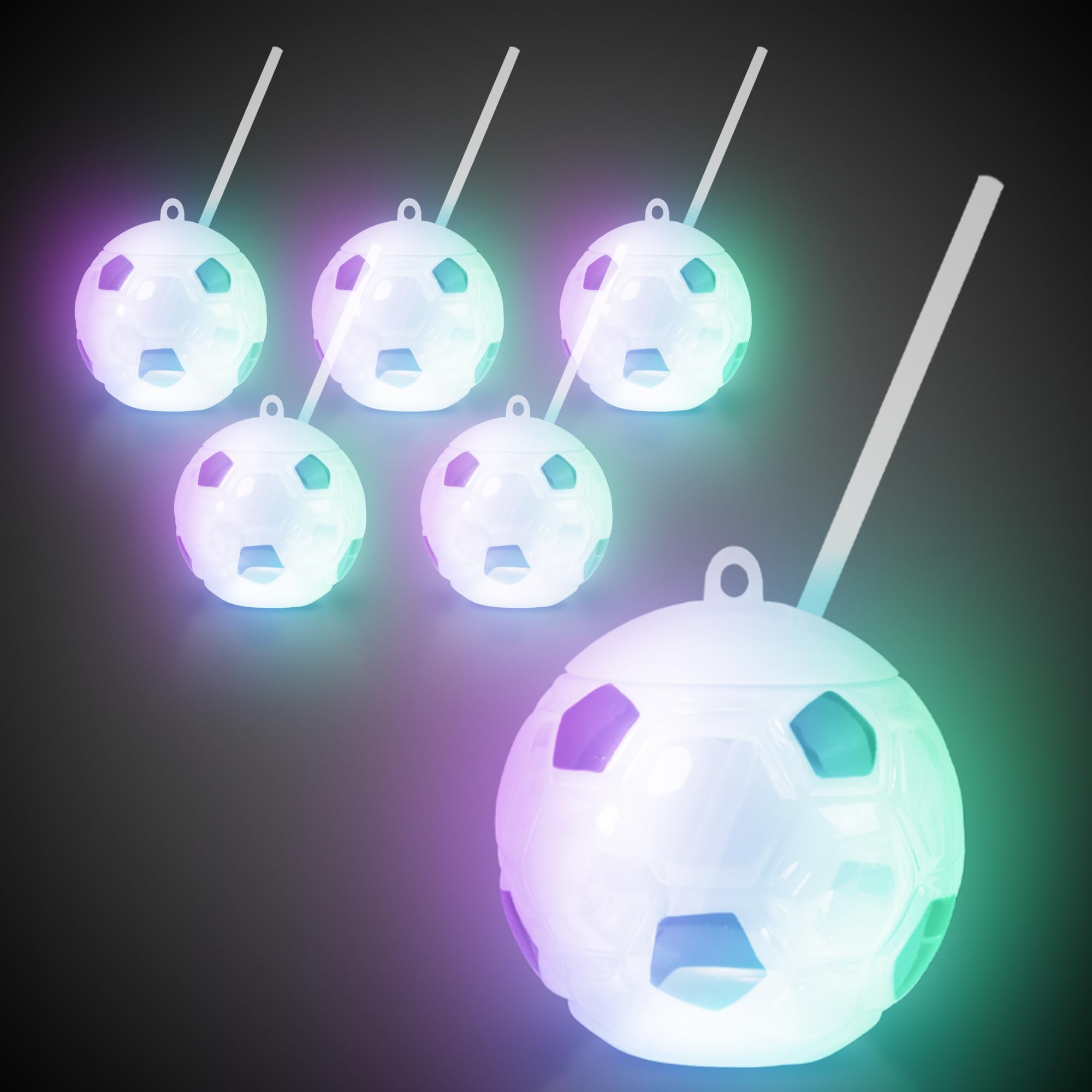 Windy City Novelties LED 6 Pack Soccer Ball Cups with Straws - Walmart.com