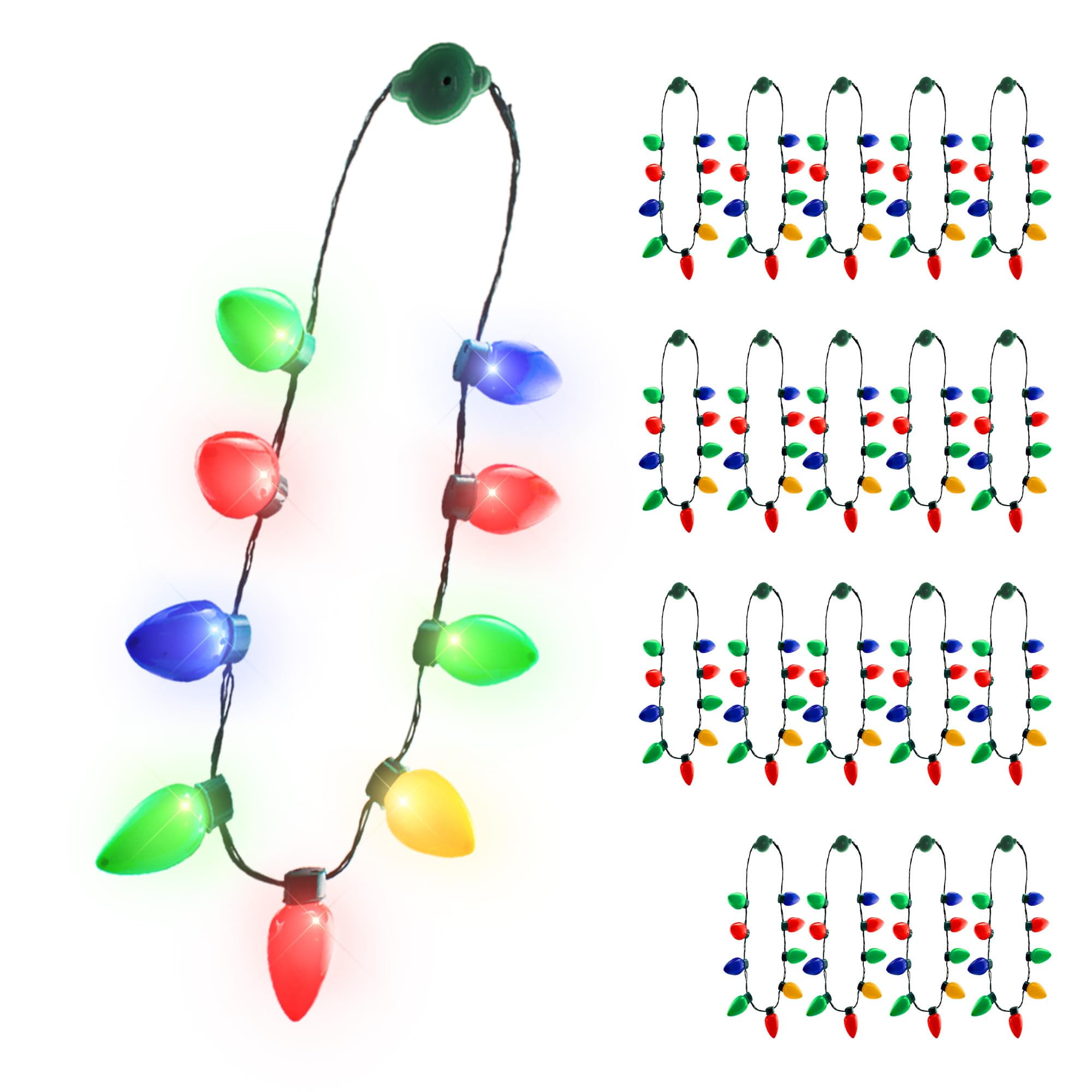Windy City Novelties 20 Pack LED Light Up Christmas Bulb Necklaces with ...