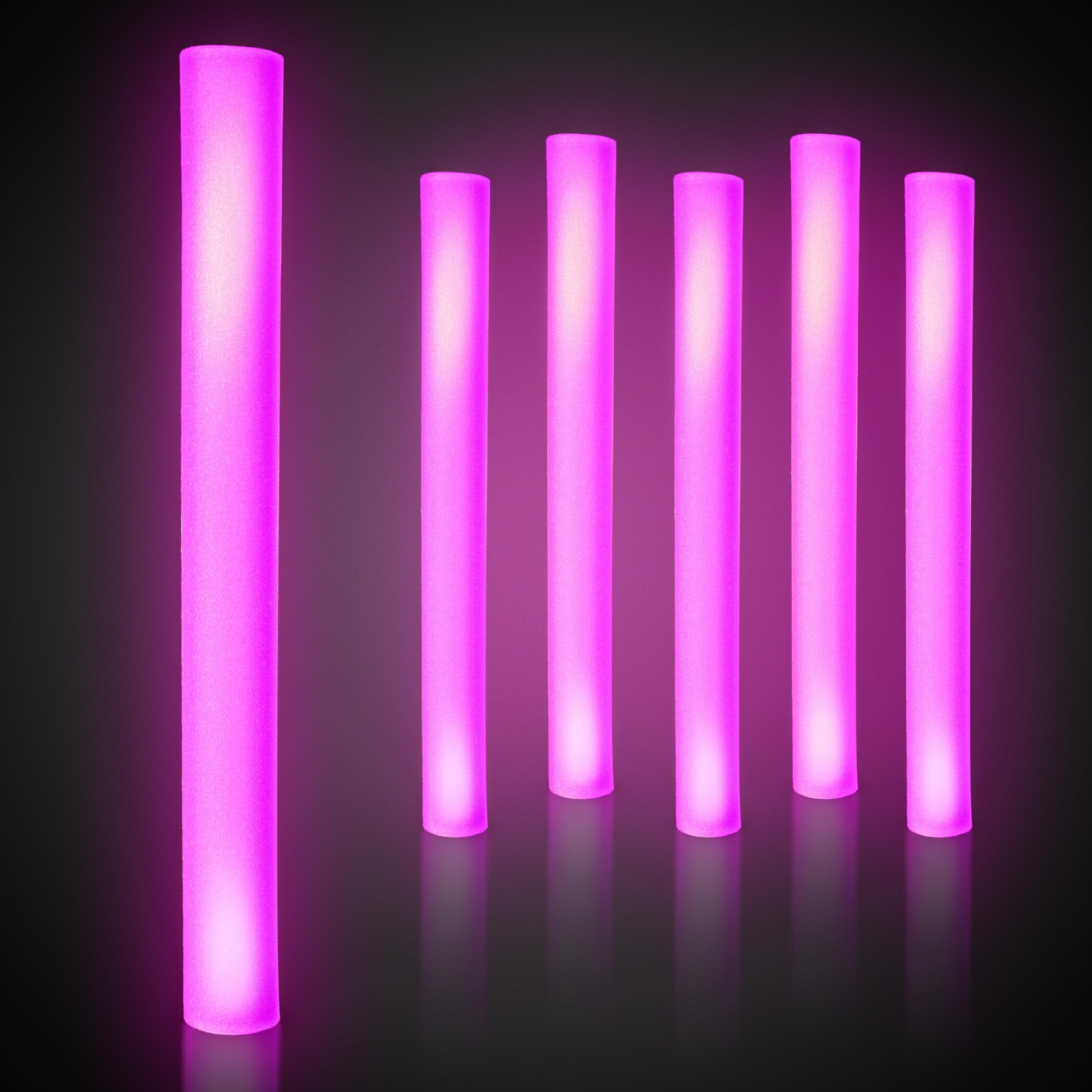 Windy City Novelties LED Foam Sticks - 6 Pack, 16", 3 Light-Up Modes ...