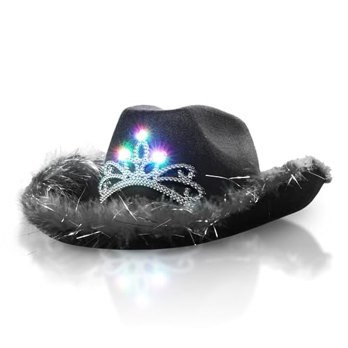 Windy City Novelties LED Light-Up Cowboy Hat With Boa Brim & Blinking ...