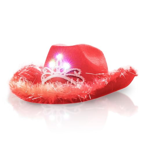 Windy City Novelties LED Light-Up Cowboy Hat With Boa Brim & Blinking ...