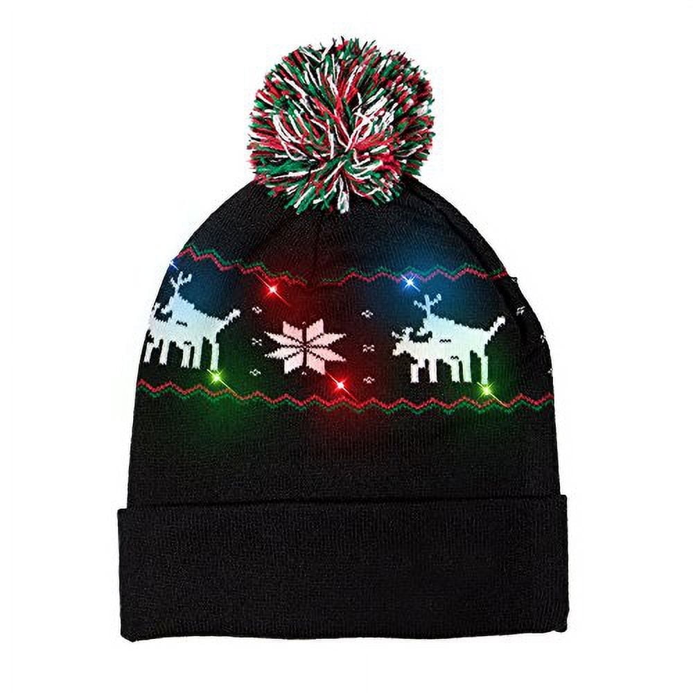 Windy City Novelties Reindeer LED Knit Beanie Hat - Walmart.com
