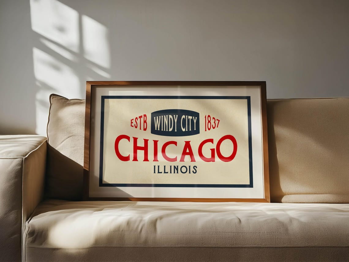 Windy City Retro Chicago Art Poster, Unframed Paper Poster 24x36in ...