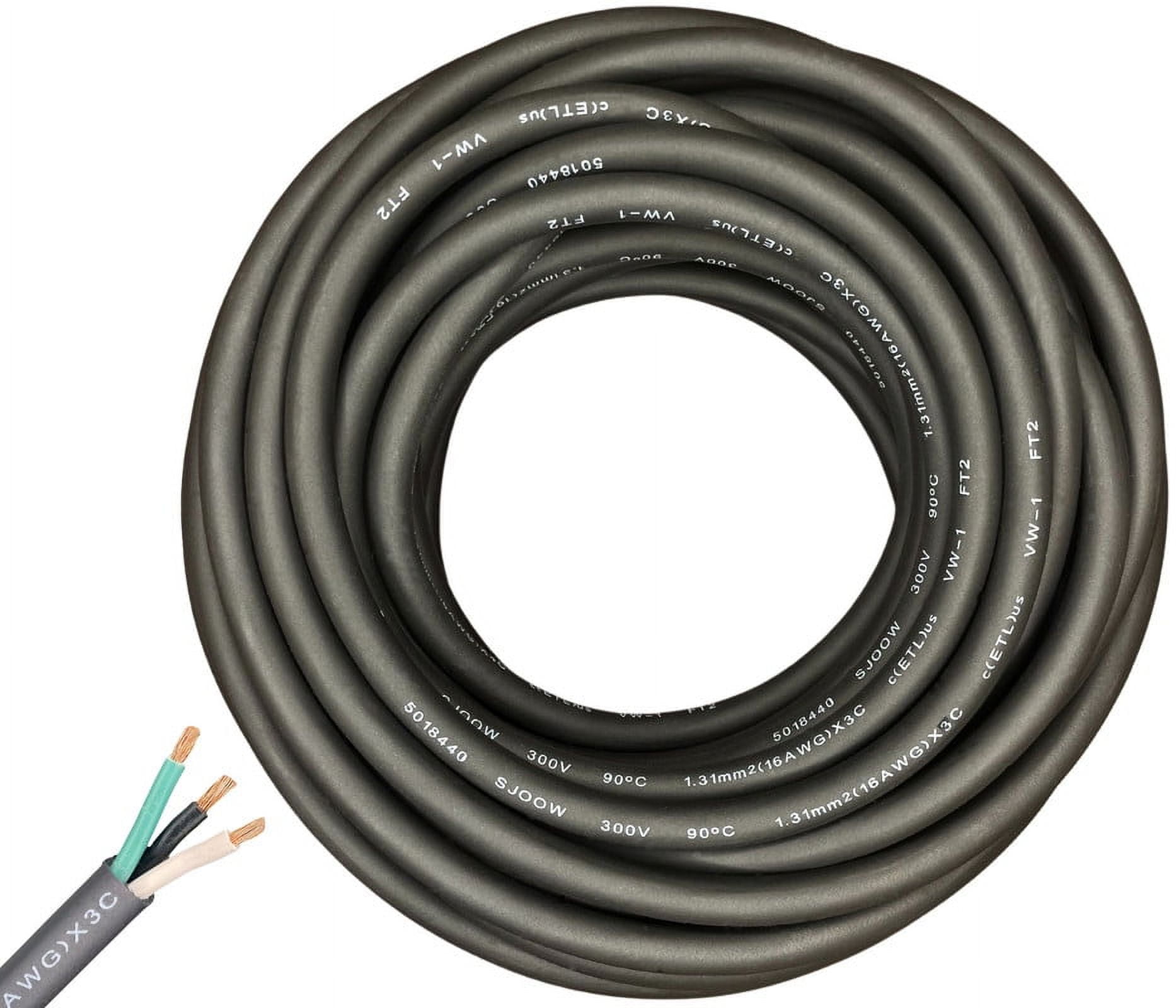 WindyNation 150 Feet 16/3 16 Gauge 3 Conductor Black SJOOW Cable ...