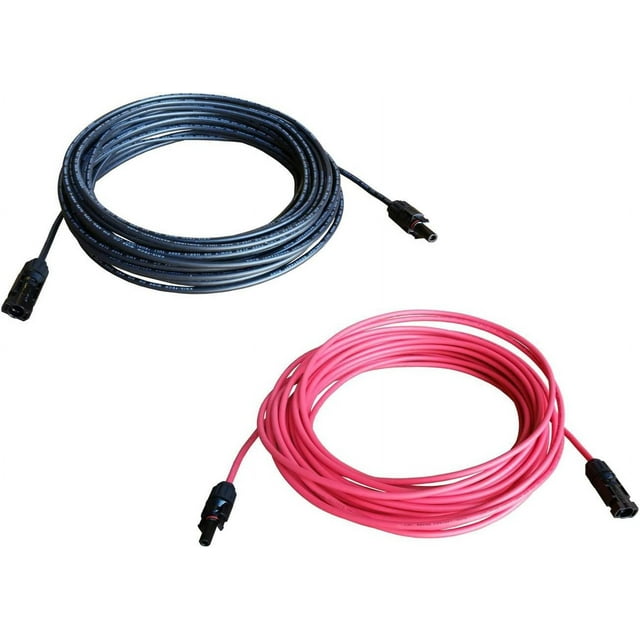 WindyNation 8 AWG 8 Gauge Pair 30 Feet Black + 30 Feet Red Solar Panel ...