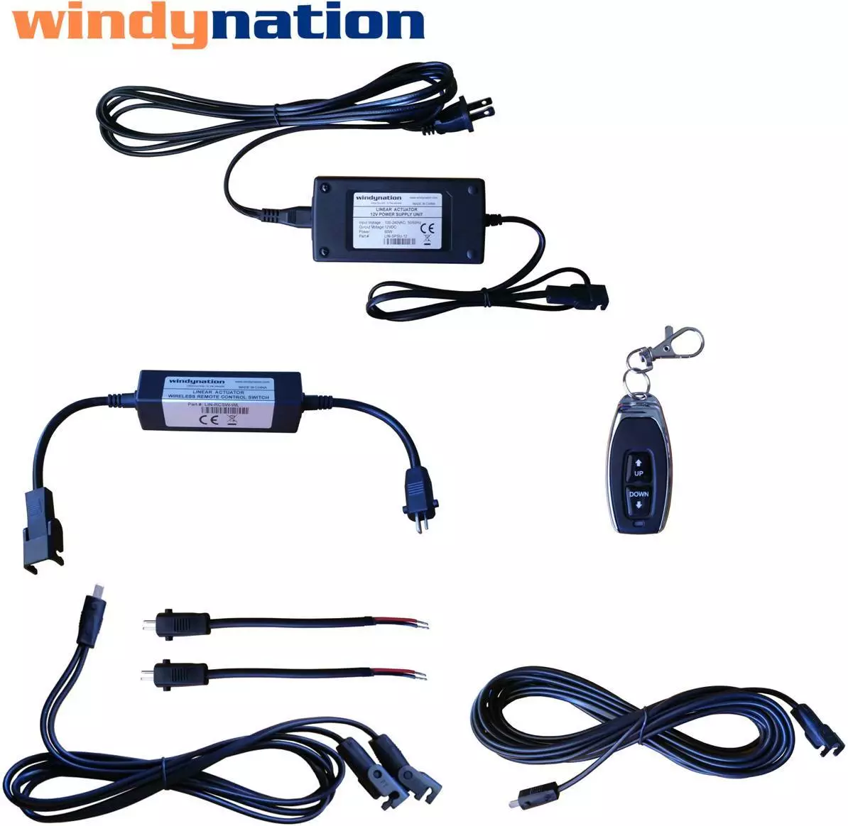 WindyNation Linear Actuator DC Motor Power Supply DPDT Remote Control ...