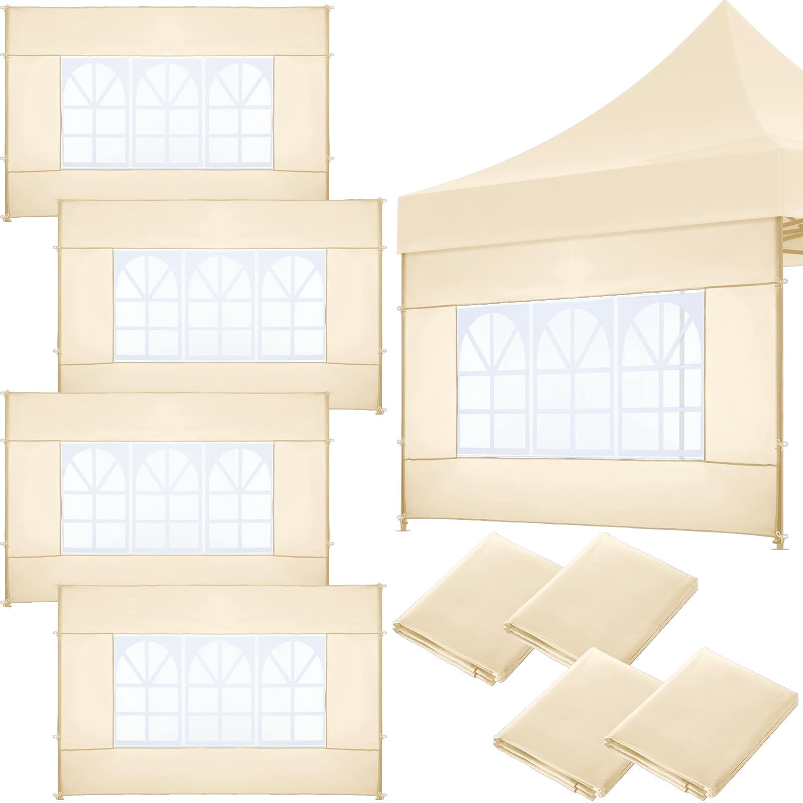 Windyun 4 Pcs Sidewall for 10 x 10 Canopy Frame with Window Wall Only ...