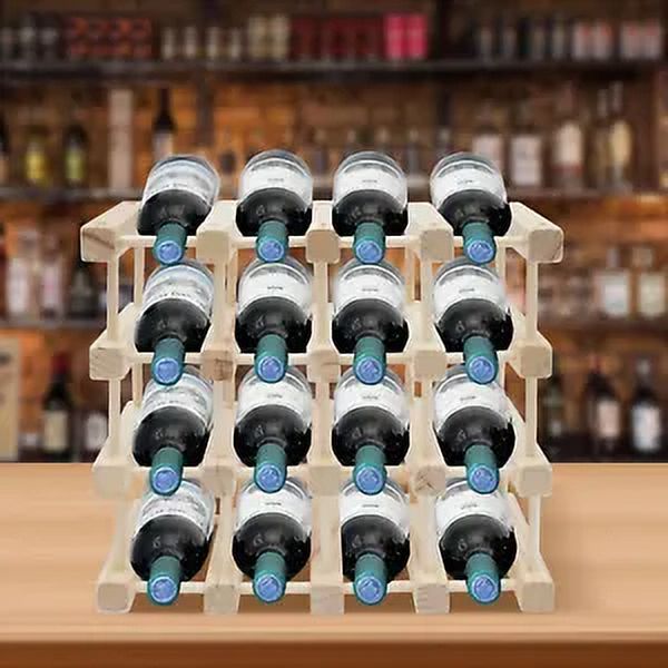 Wine 16 Bottles Holder Countertop Storage Wood Wine Display Rack Free ...